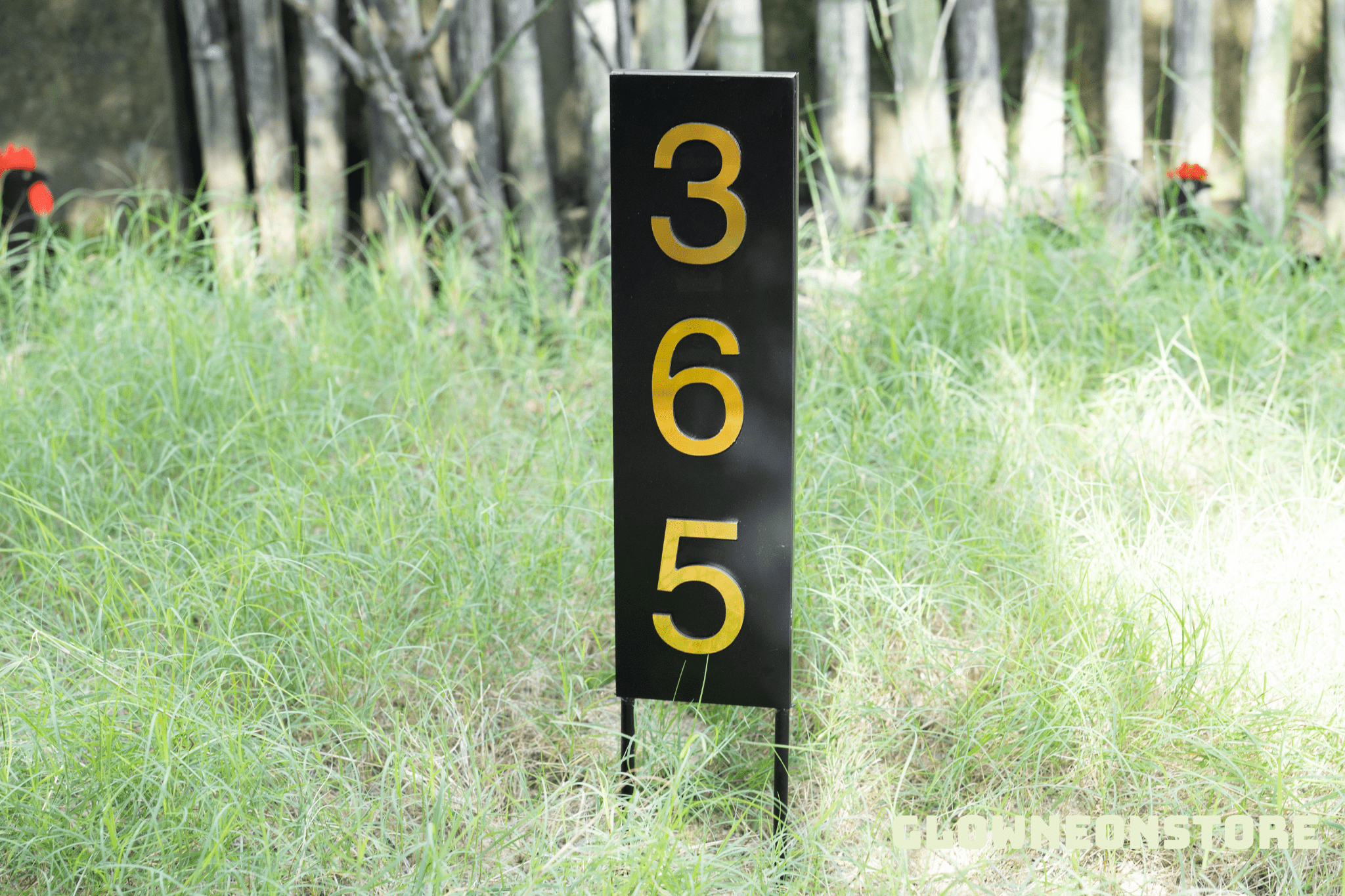 Glowneon Personalized Steel House Number Sign Outdoor Stake Yard 5in W ...