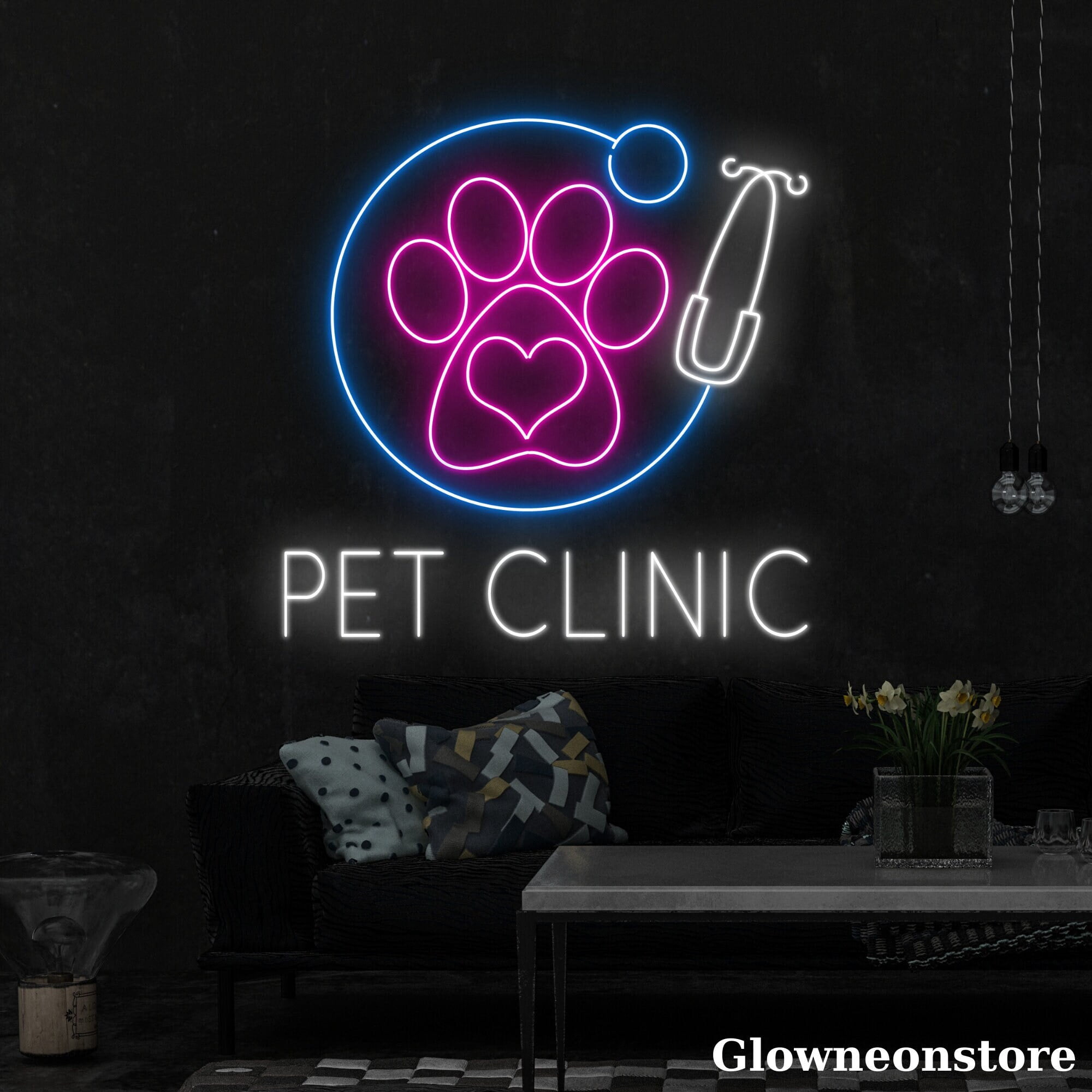 Glowneon Pet Clinic Neon Sign, Pet Clinic Led Light, Welcome Open Pet ...