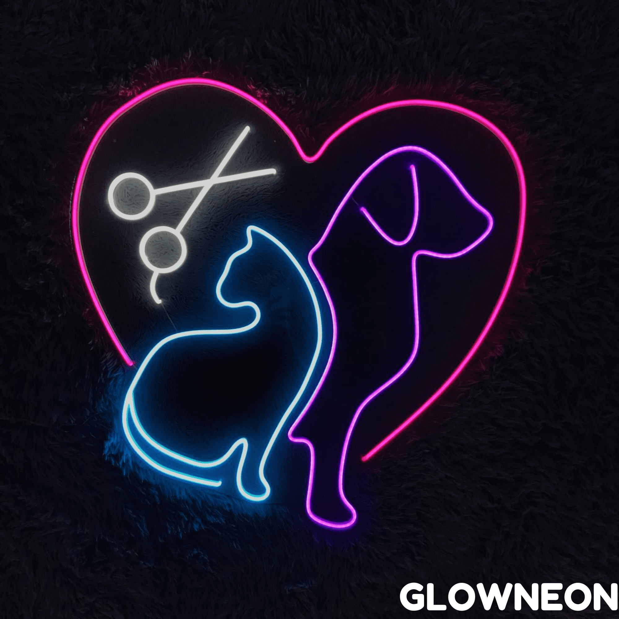 Glowneon Pet Grooming Neon Sign, Open Dog Cat Grooming Wall Led Light ...