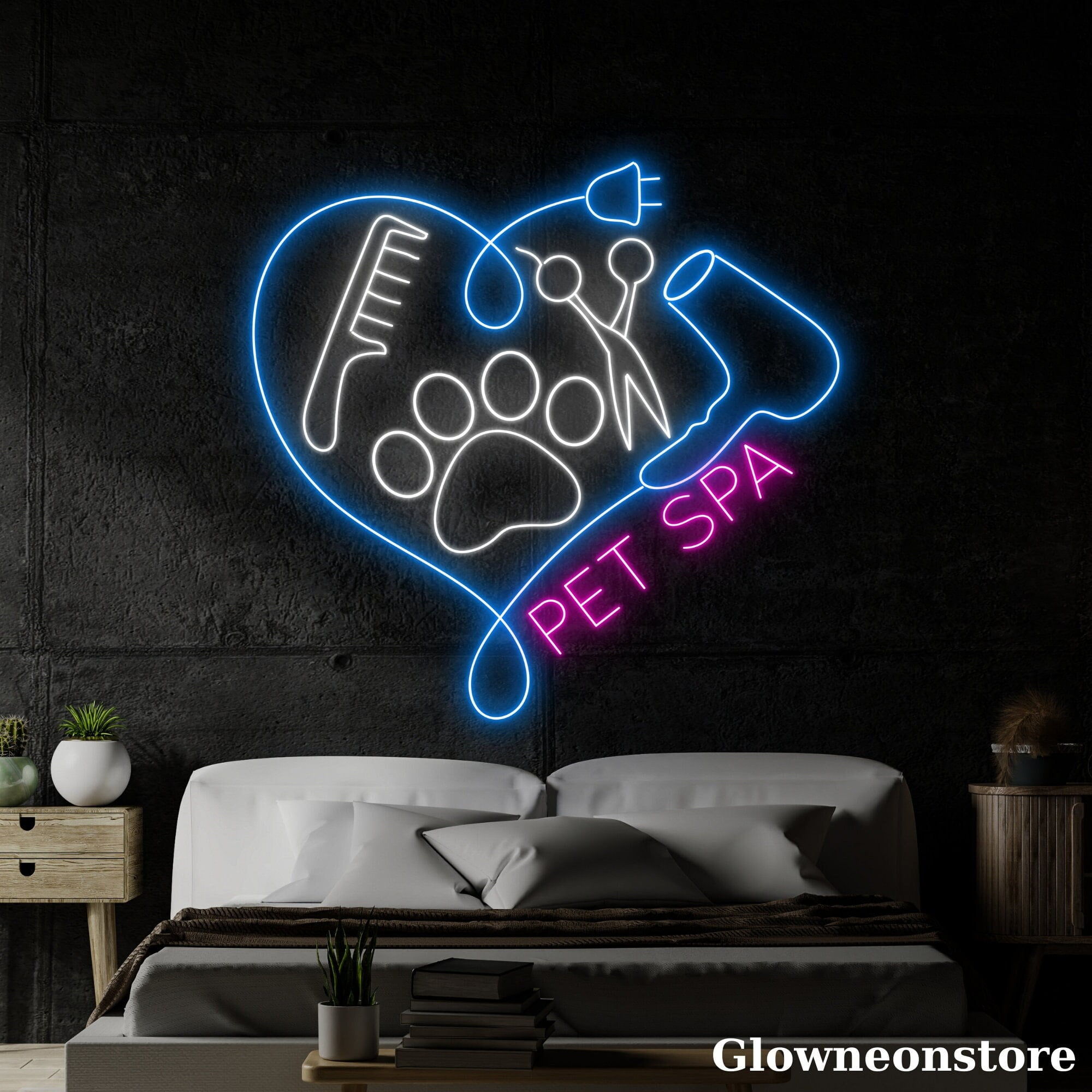 Glowneon Pet Spa Neon Sign, Pet Grooming Led Light, Custom Welcome Open ...