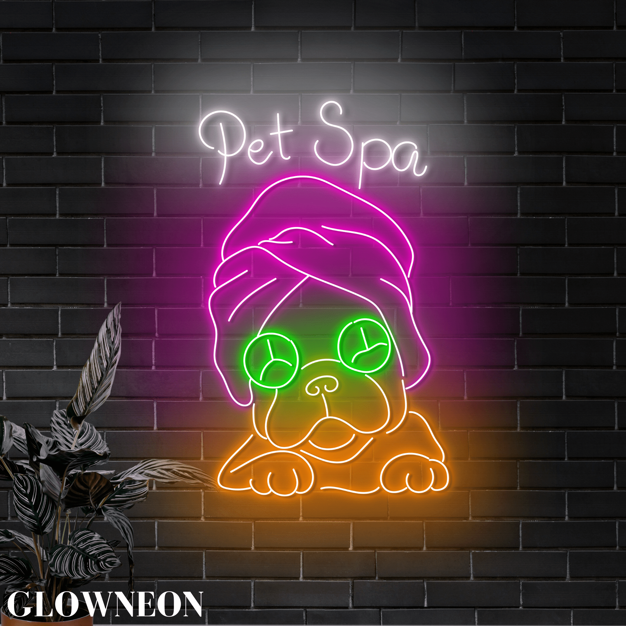Glowneon Pet Spa Wall Neon Lights, Dog Grooming Spa Salon Wall Decor ...