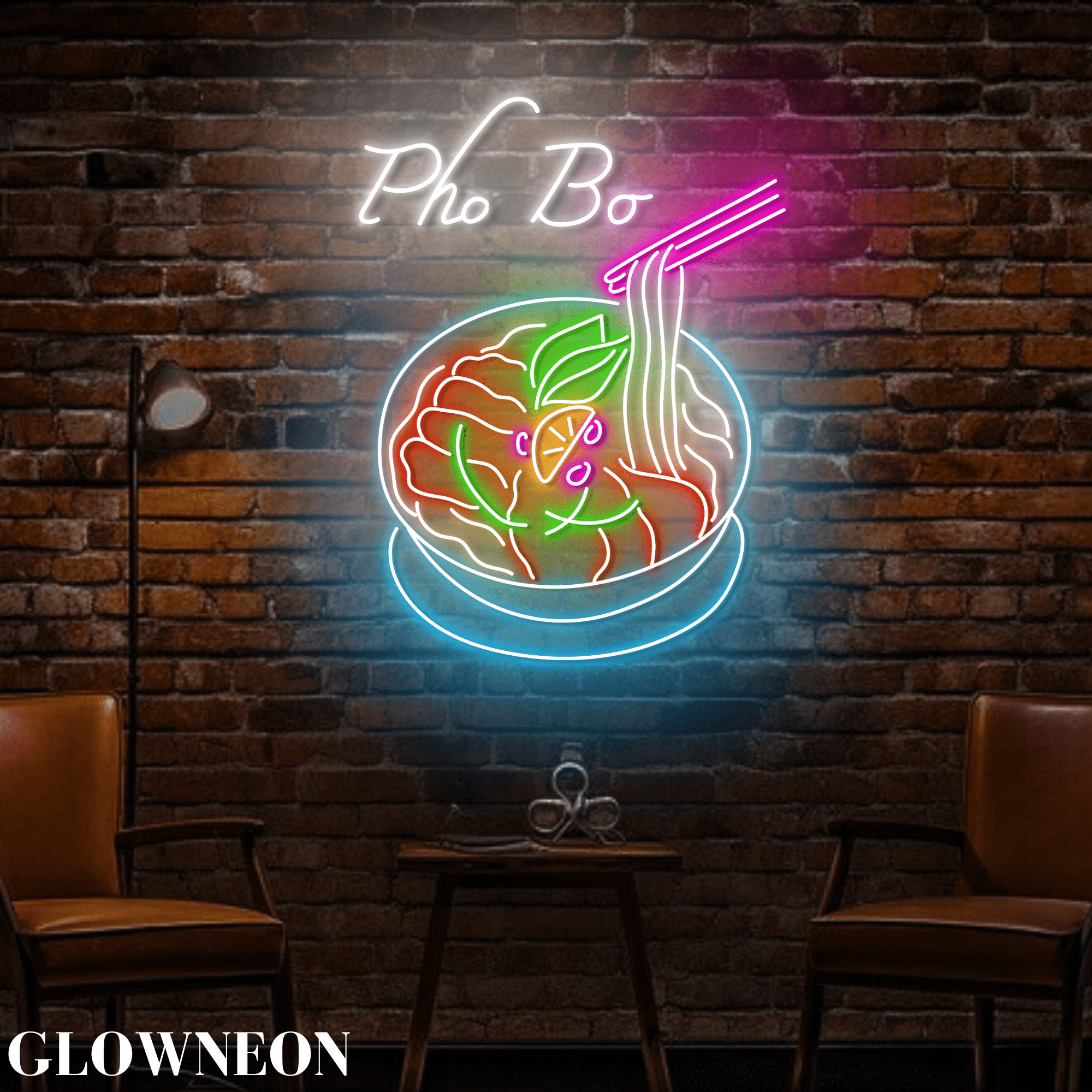 Glowneon Pho Bo Led Wall Art, Pho Neon Sign, Vietnamese Cuisine Decor ...