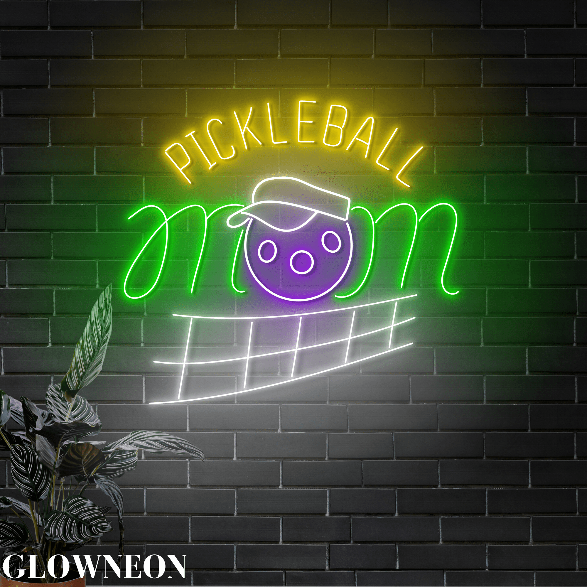 Glowneon Pickleball Mom Led Wall Art, Pickleball Court Neon Wall Sign ...