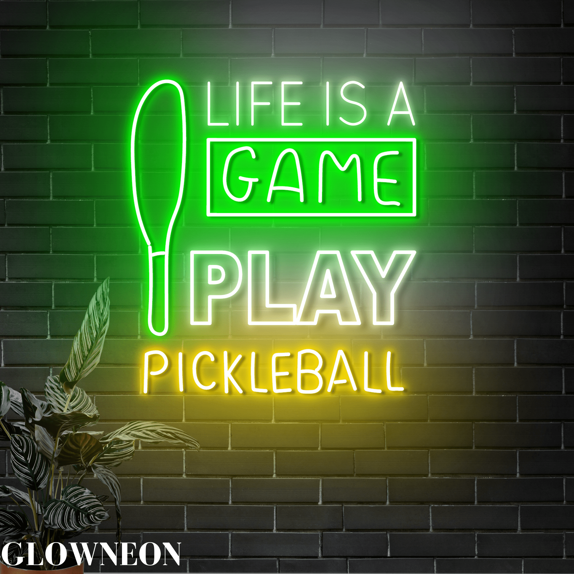 Glowneon Pickleball Saying Led Sign, Pickleball Court Wall Neon Decor ...