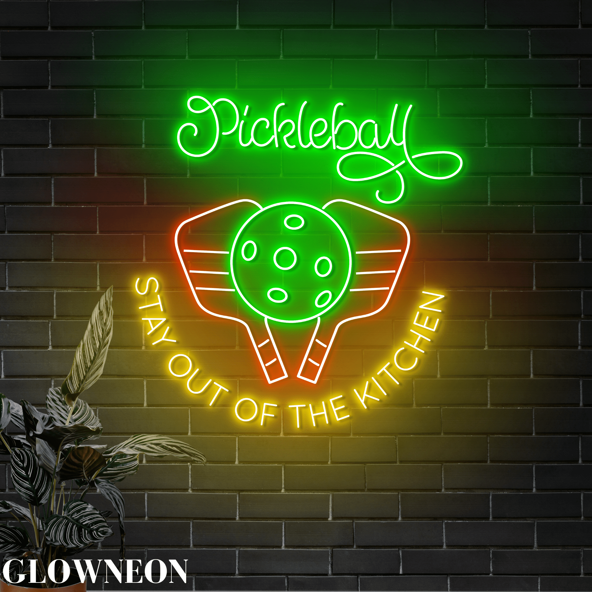 Glowneon Pickleball Stay Out Of The Kitchen LED Sign, Pickleball Sign ...