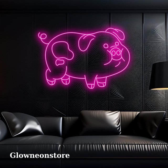 Glowneon Pig Neon Led Light, Cute Pig Neon Sign, Pig Led Neon Sign ...