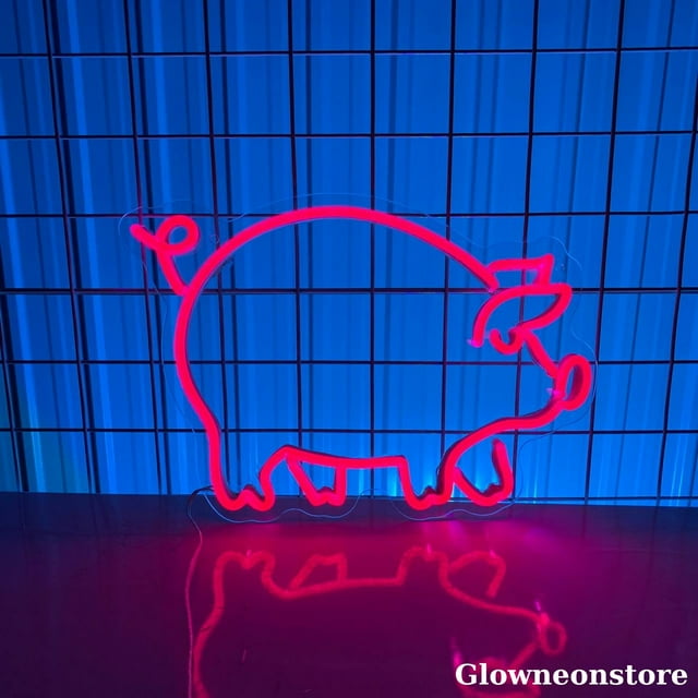 Glowneon Pig Neon Sign, Pig Led Sign, Butcher Shop Led Sign, Custom ...