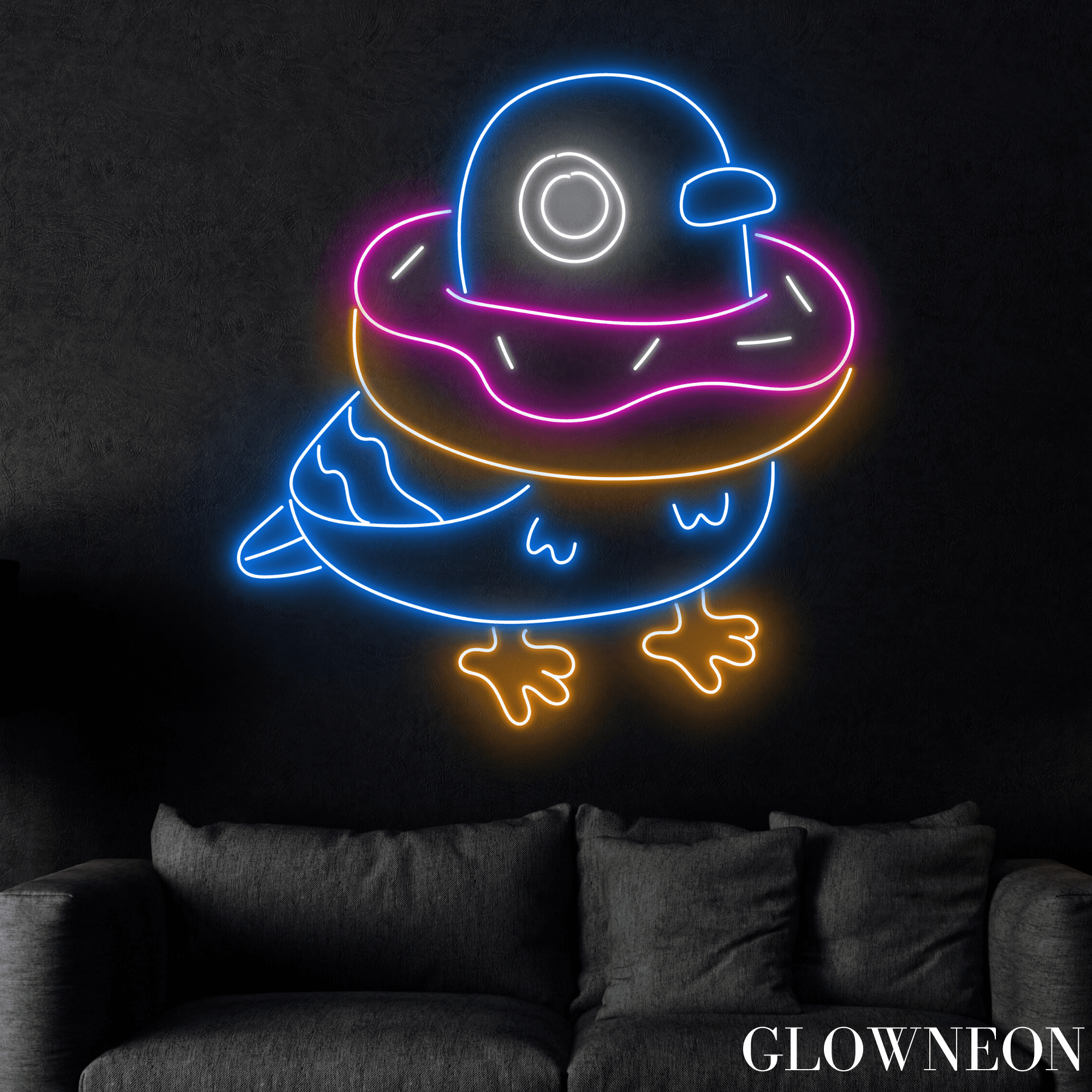 Glowneon Pigeon Donut Neon Sign, Donut Led Sign, Bakery Wall Decor ...