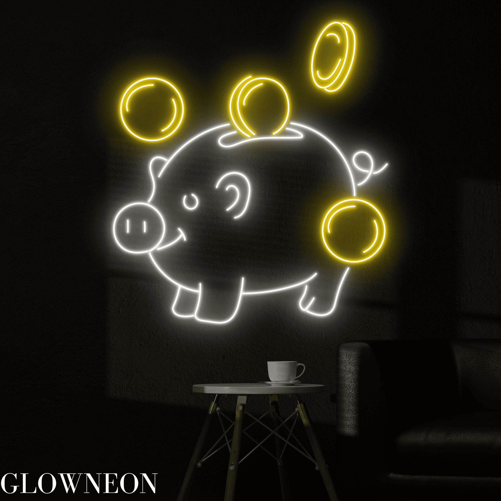 Glowneon Piggy Bank Neon Sign, Piggy Bank Led Decor, Pig Lover Gifts ...
