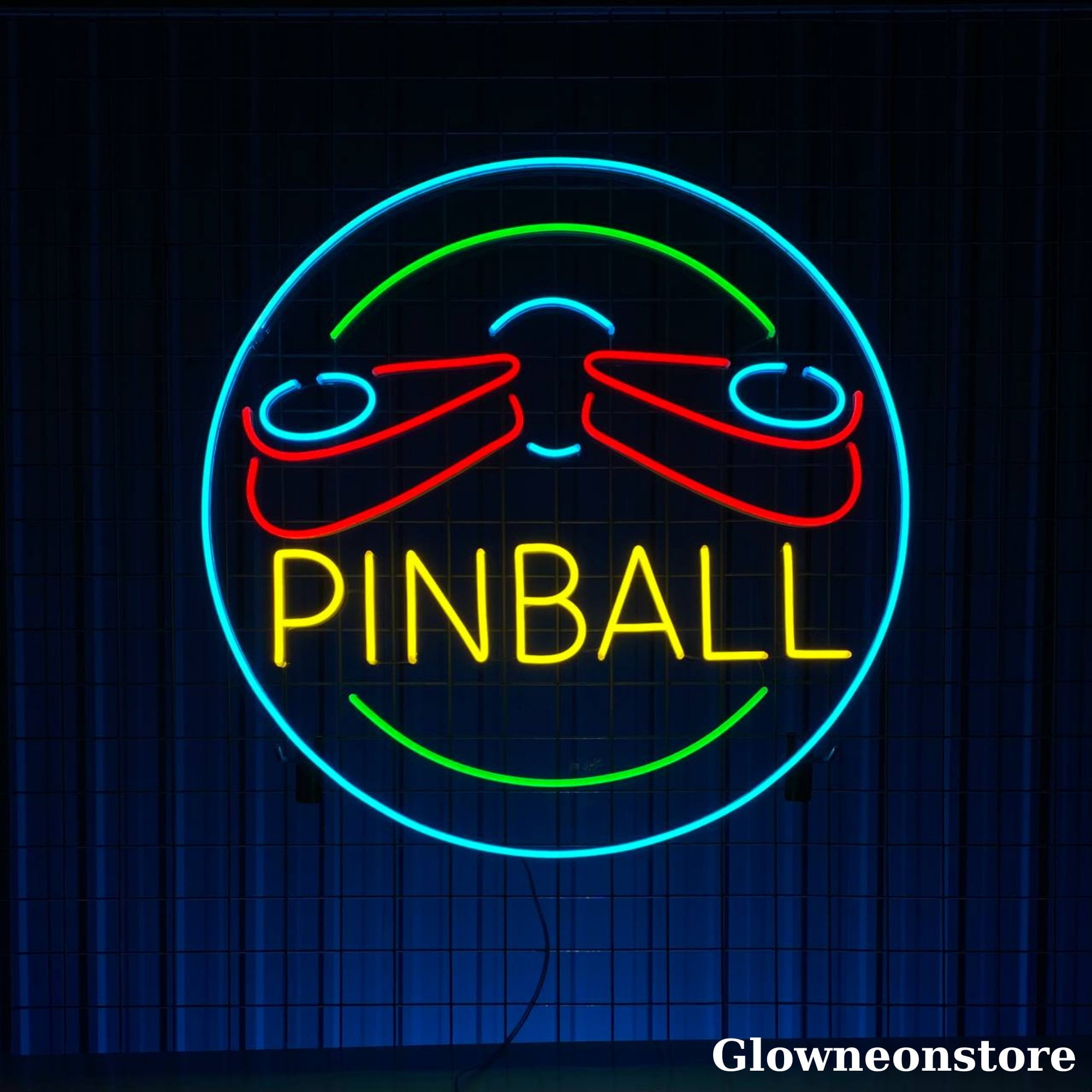 Glowneon Pinball Neon Sign, Pinball Led Sign, Game Room Decor, Man Cave ...