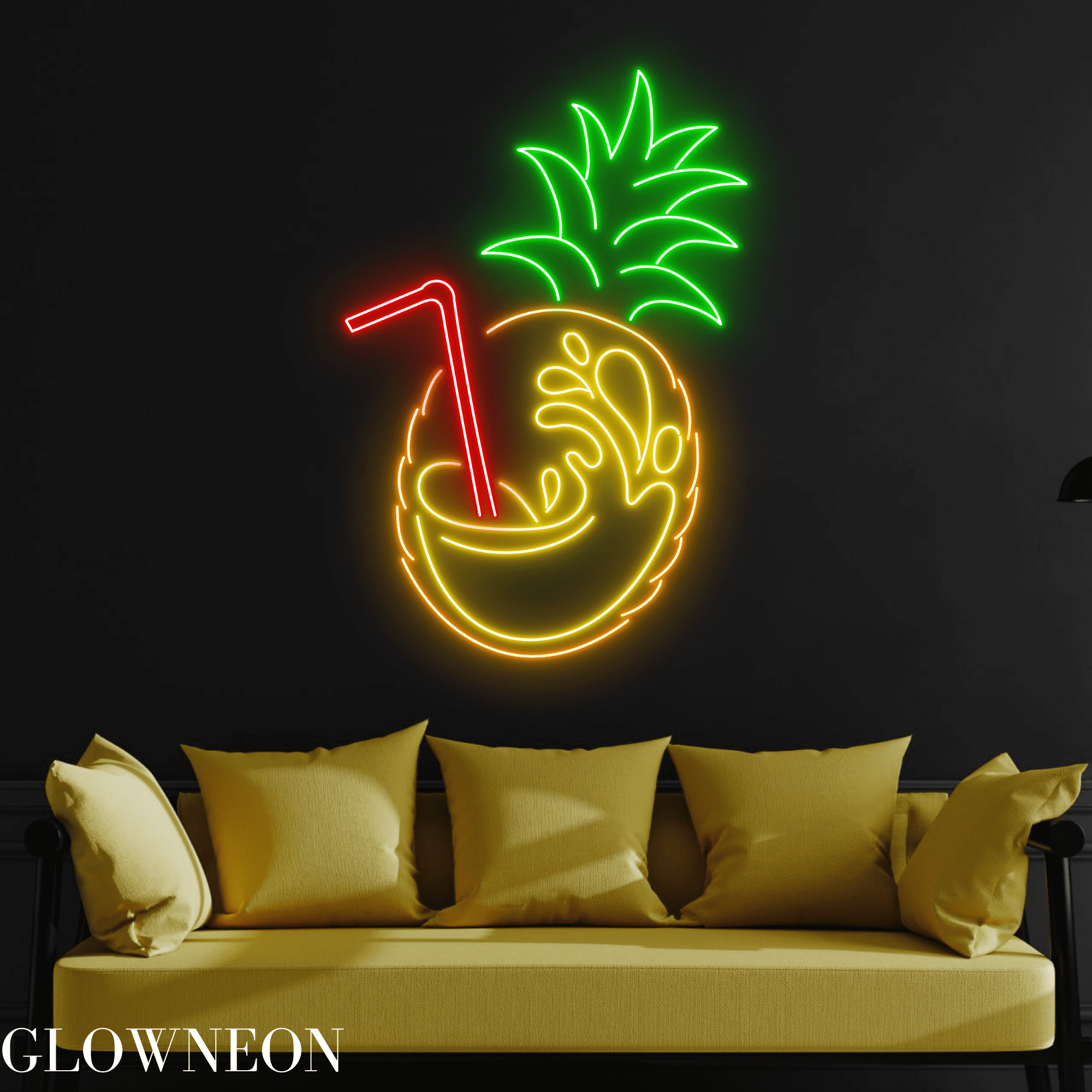 Glowneon Pineapple Juice Neon Sign, Pineapple Led Sign, Cocktail Sign ...