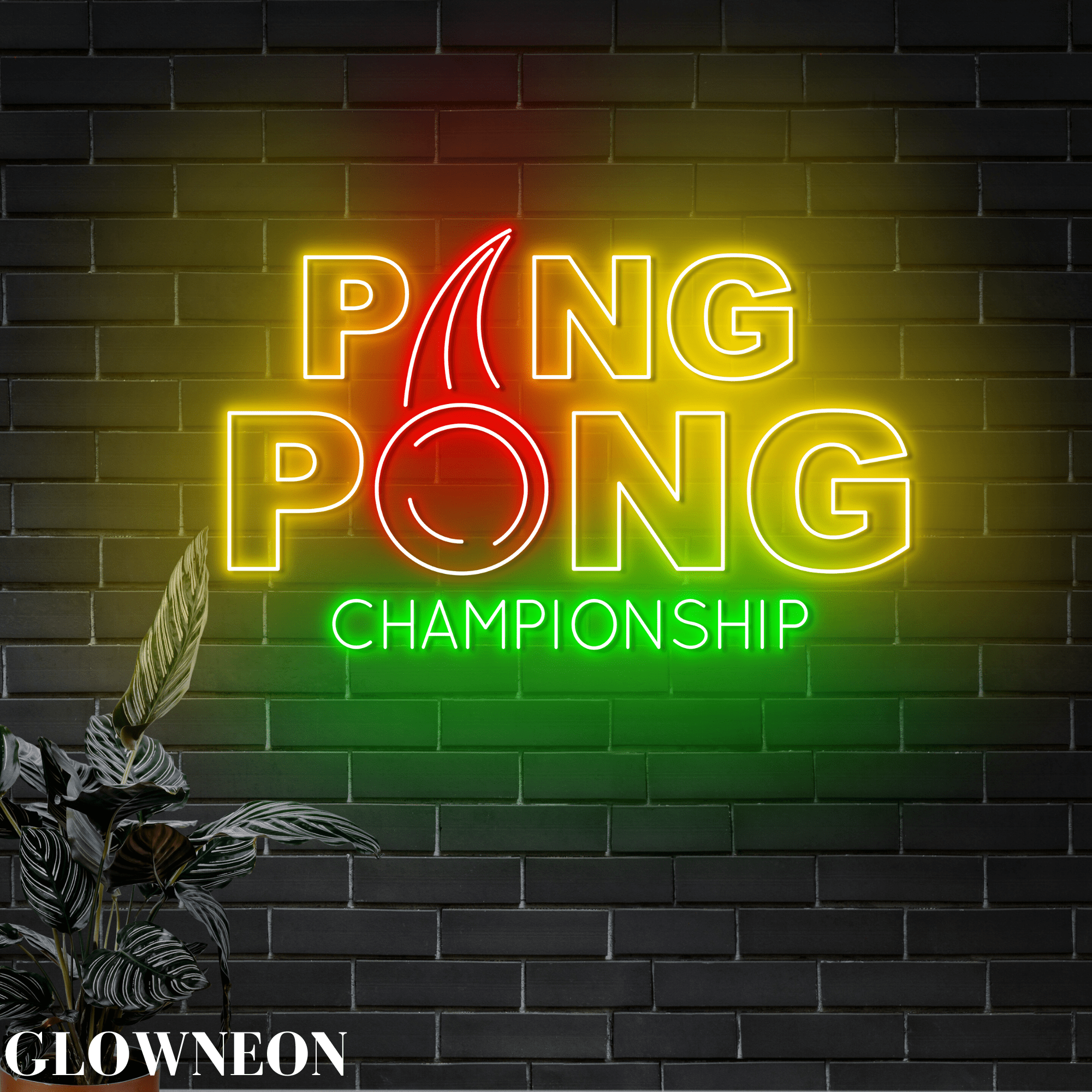 Glowneon Ping Pong Championship Led Sign, Ping Pong Fan Neon Wall Art ...