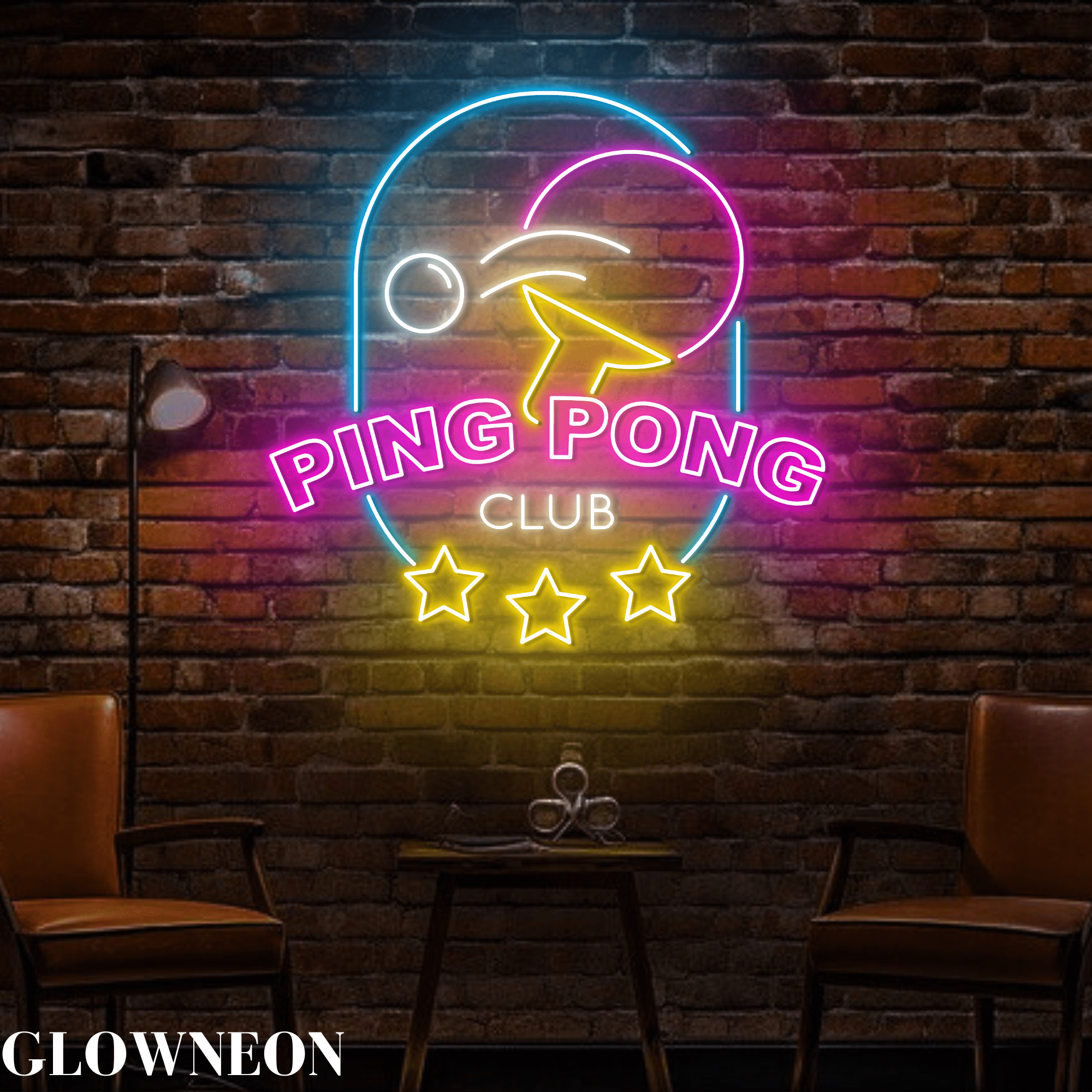 Glowneon Ping Pong Club Neon Wall Decor, Tennis Ping Pong Led Sign ...