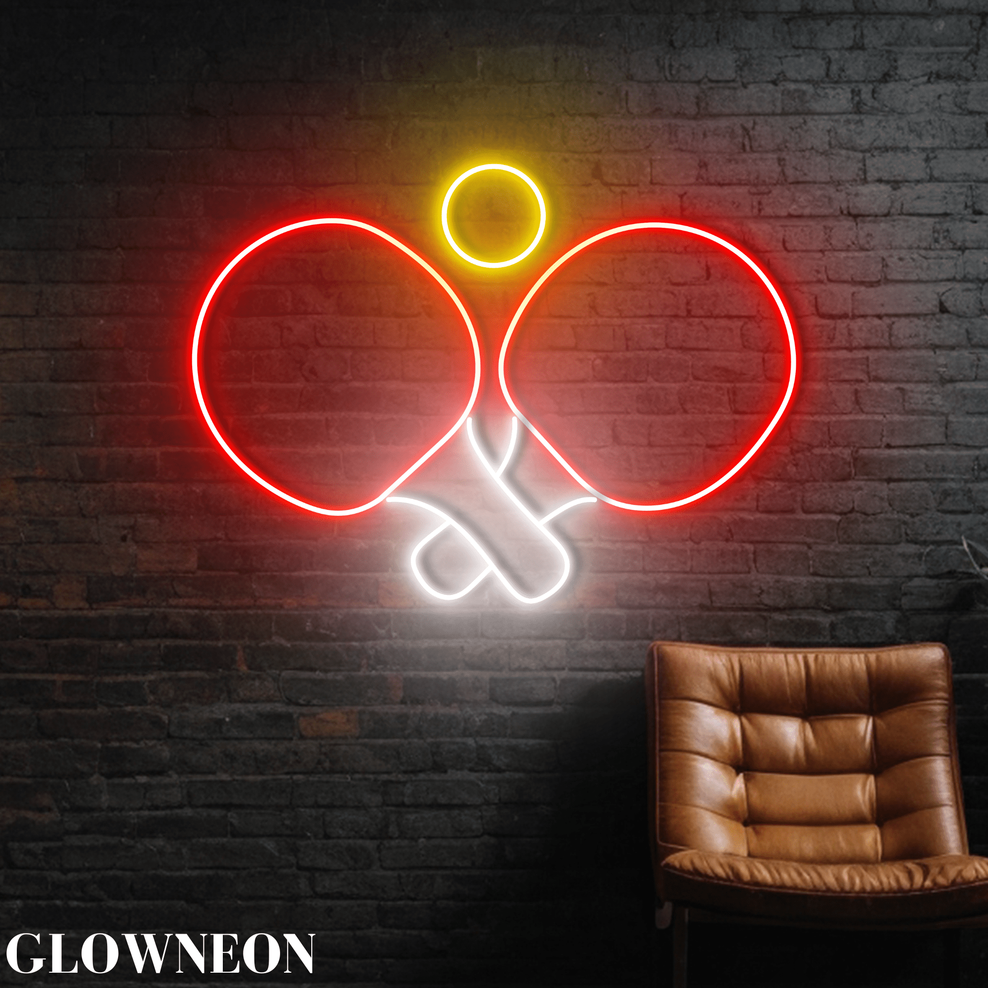 Glowneon Ping Pong Neon Decor, Ping Pong Table Tennis Club Wall Art ...