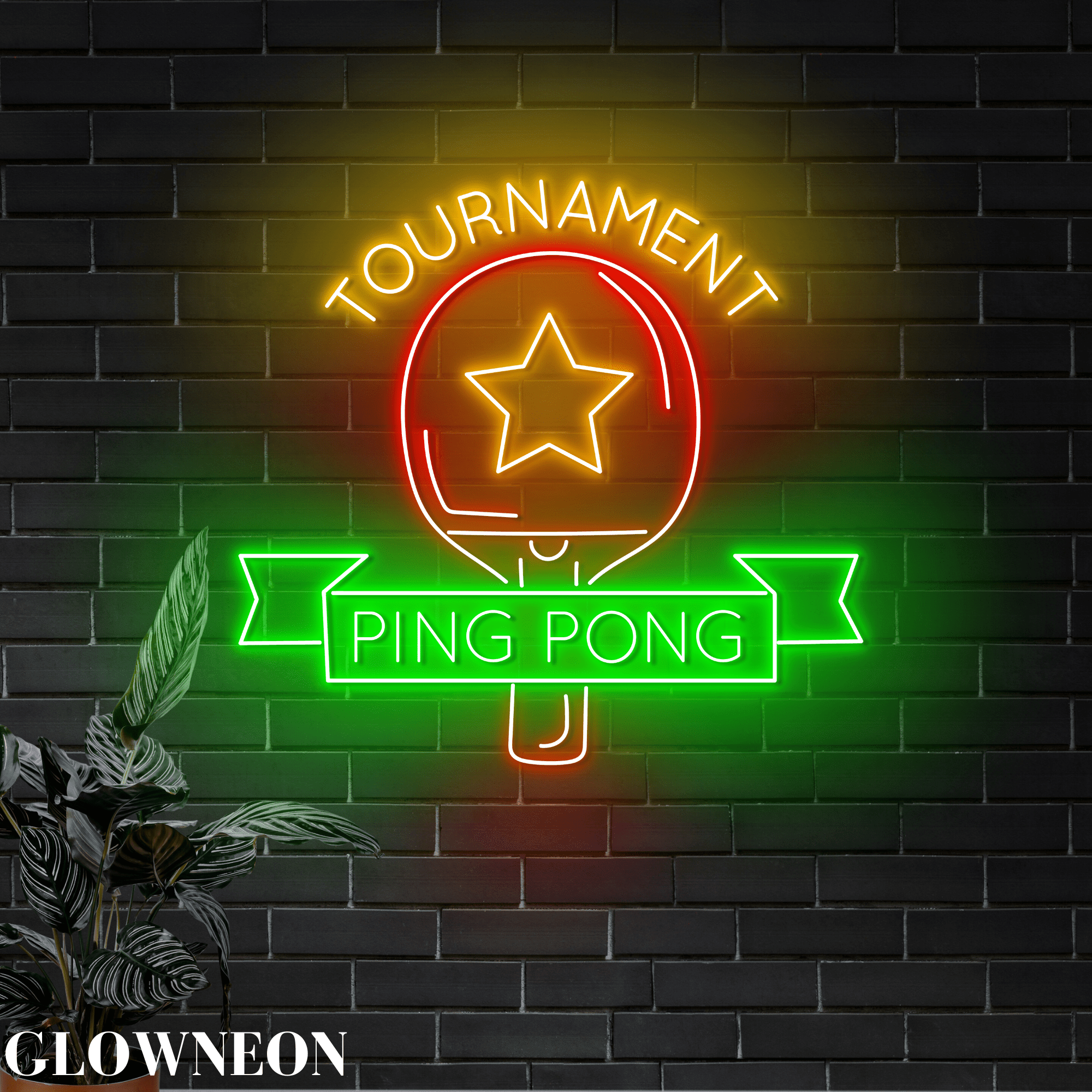 Glowneon Ping Pong Tournament Wall Decor, Table Tennis Club Neon Sign ...