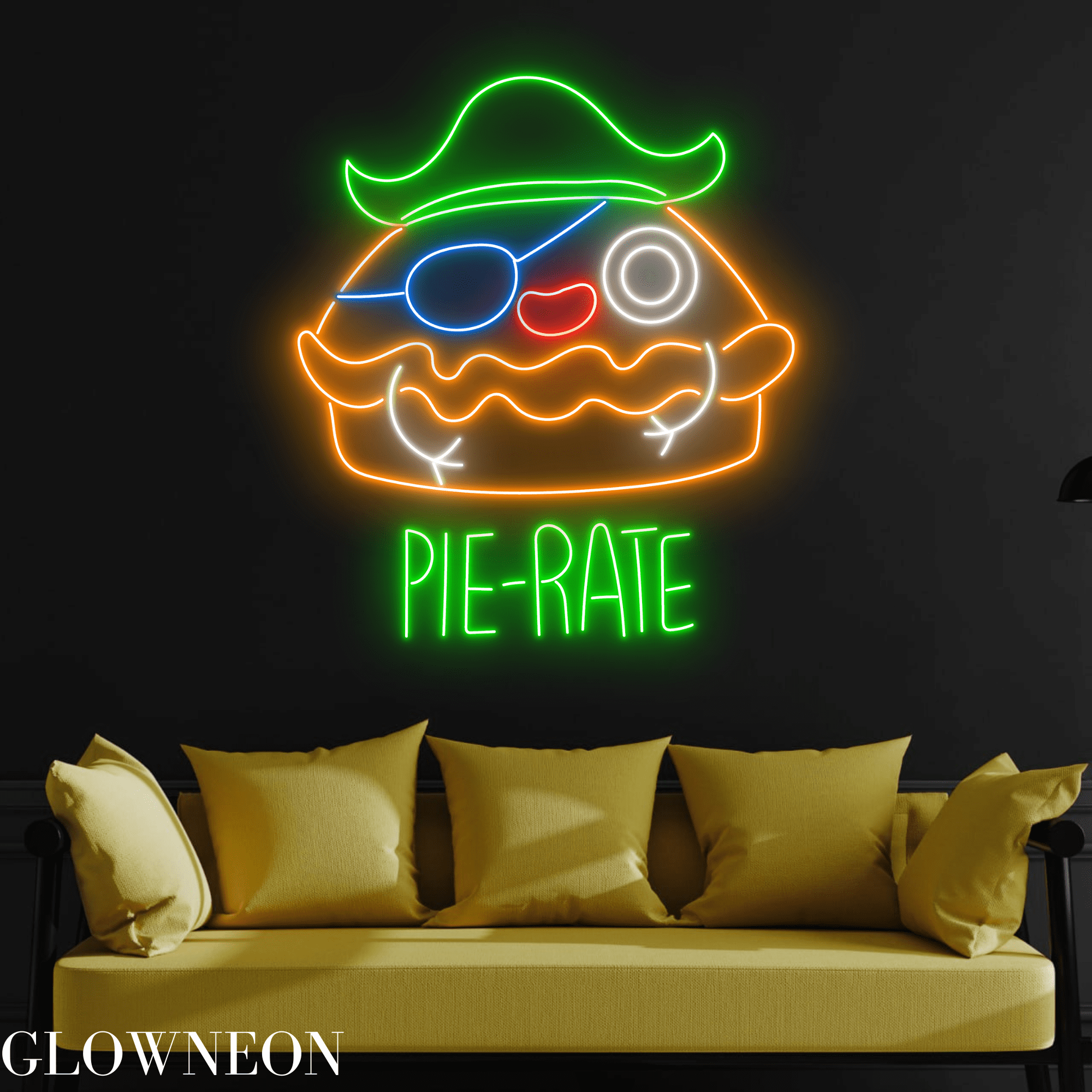 Glowneon Pirate Pie Neon Sign, Pirate Cake Led Sign, Apple Cake Decor ...