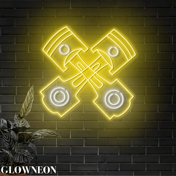 Glowneon Piston Auto Service Wall Decor, Piston Car Garage Neon Sign ...