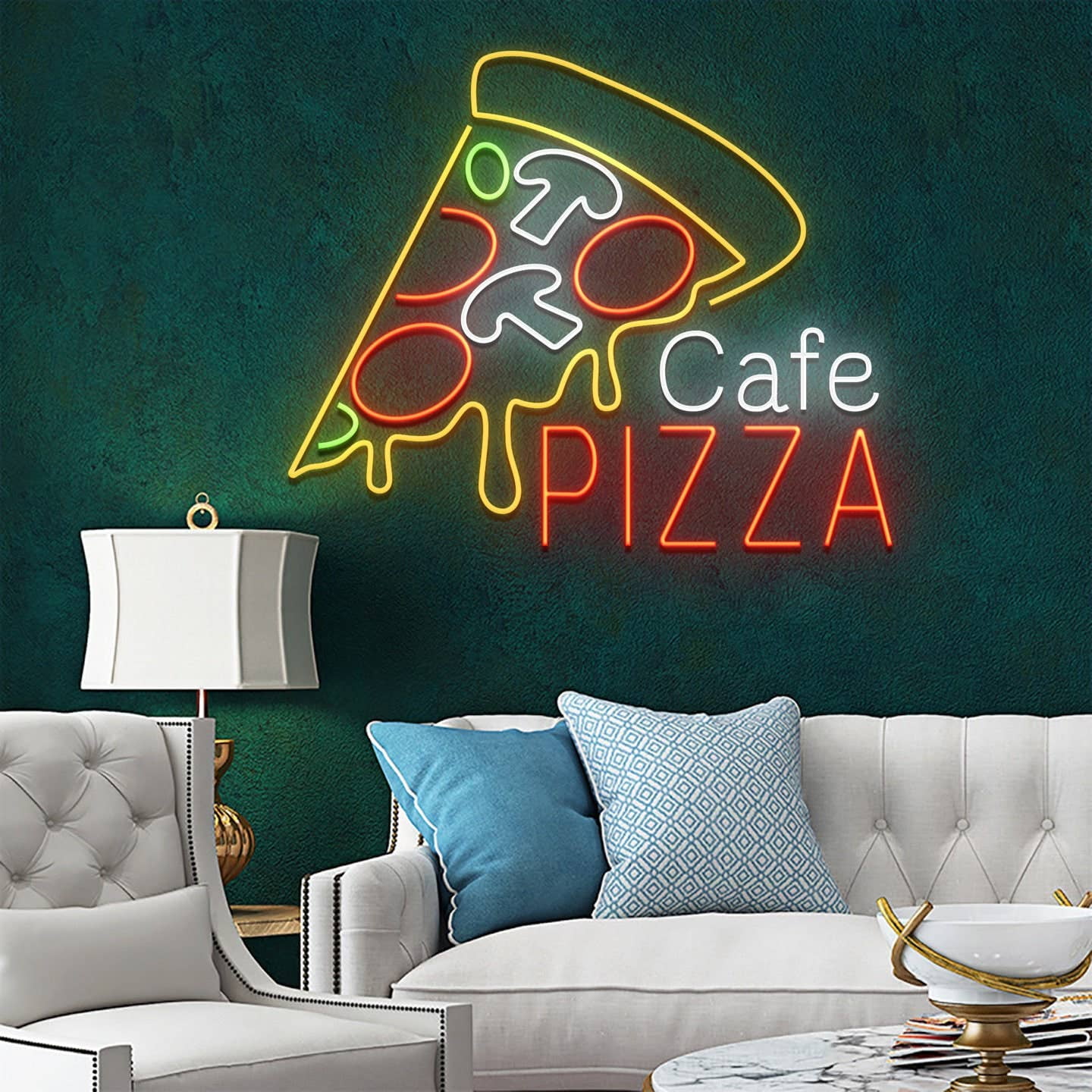 Glowneon Pizza Coffee Wall Decor Neon Sign, Restaurant Led Signboard ...