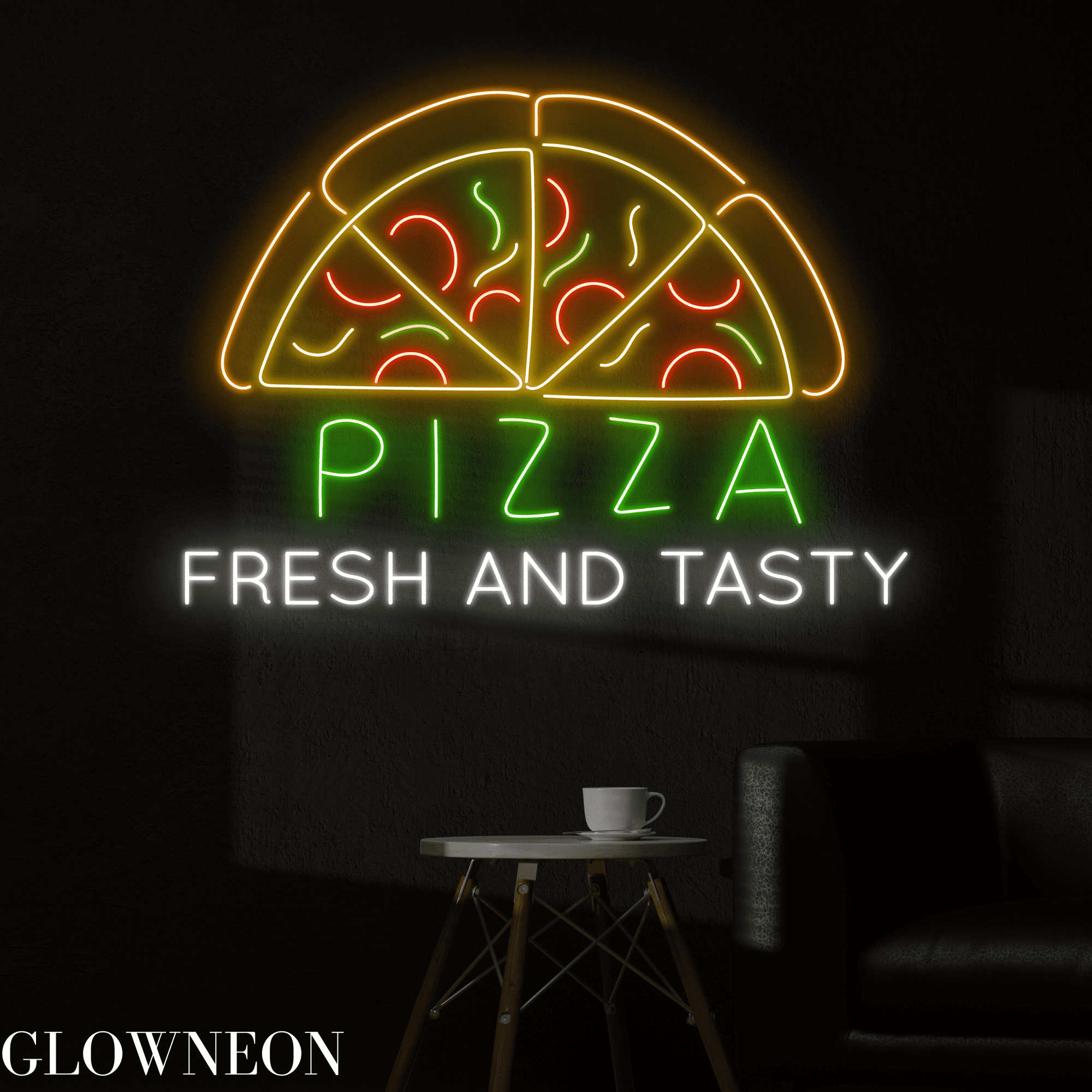 Glowneon Pizza Fresh And Tasty Neon Sign, Pizza Restaurant Led Decor ...