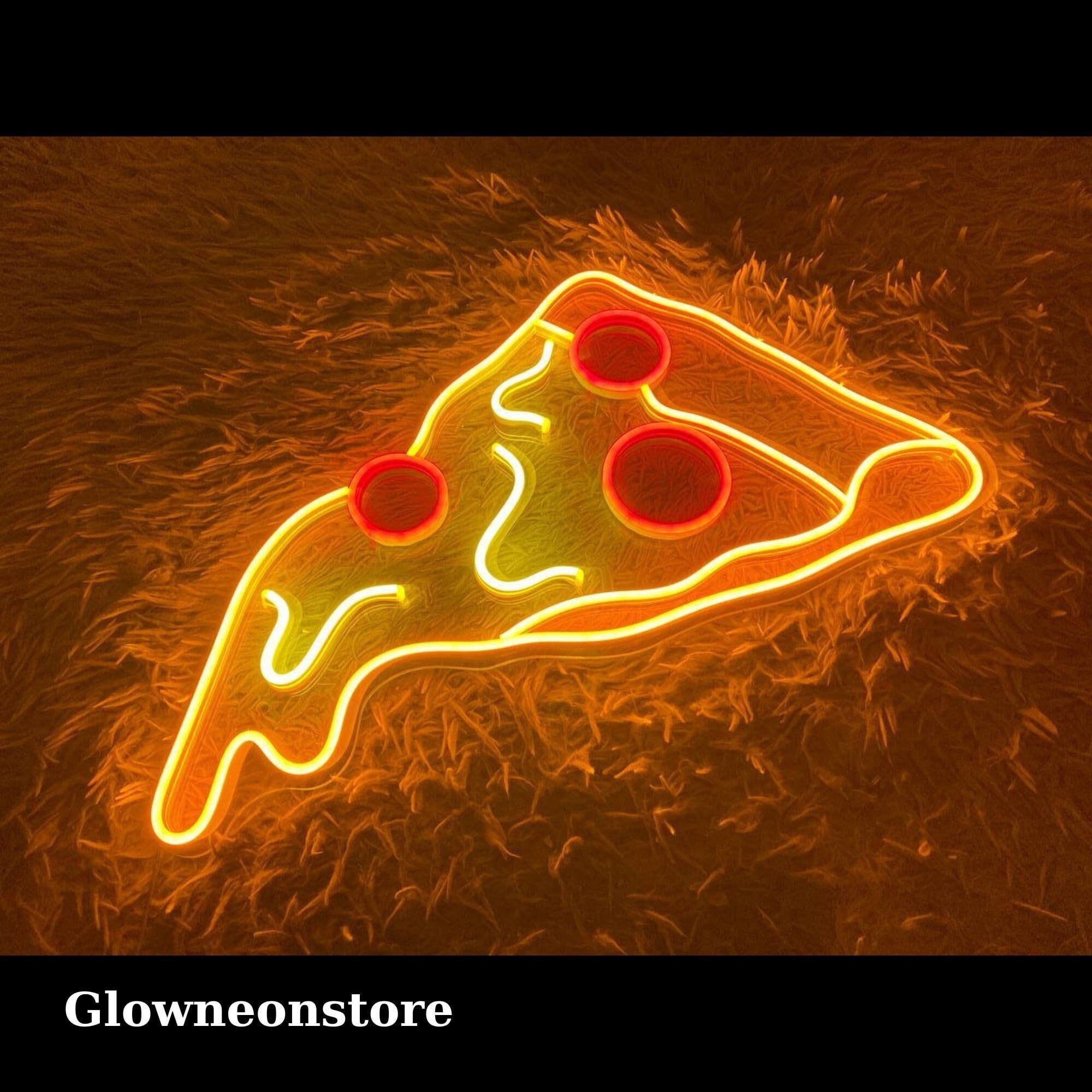 Glowneon Pizza Neon Sign, Open Pizza Led Sign, Melted Pizza Wall Decor ...
