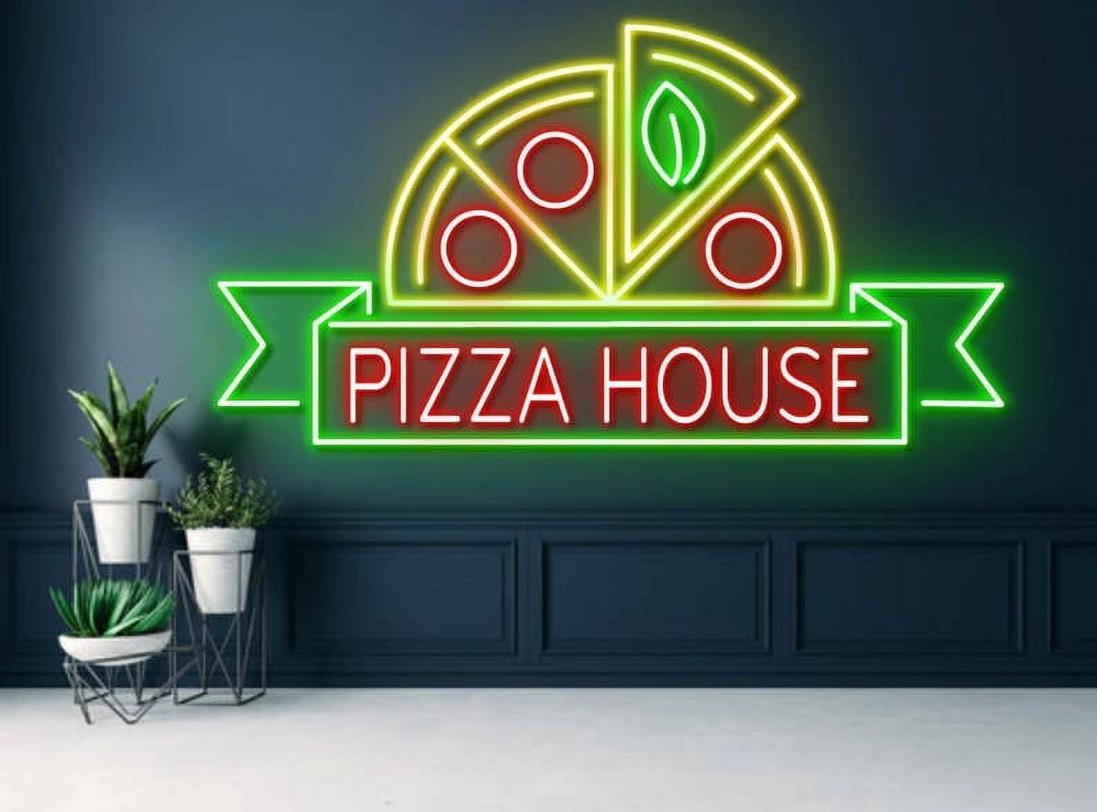 Glowneon Pizza Slide Neon Sign Decor, Pizza Restaurant LED Light ...