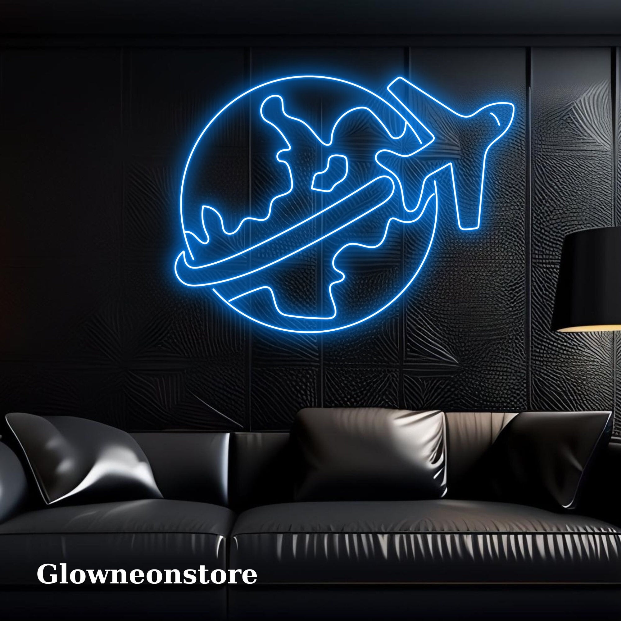 Glowneon Plane Earth Neon Sign, Plane Earth Led Light, Handmade Plane ...