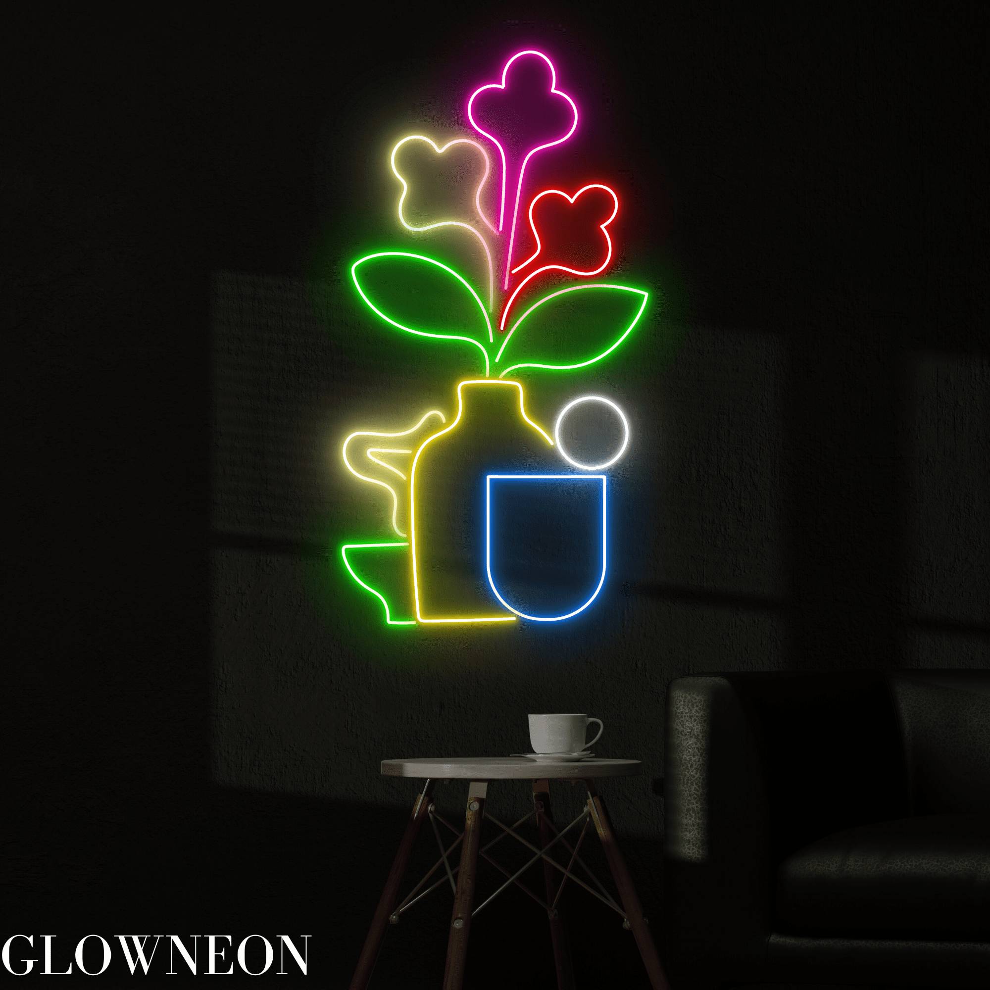 Glowneon Plant Flower Neon Sign, Flower Led Sign, Flower Shop Decor ...
