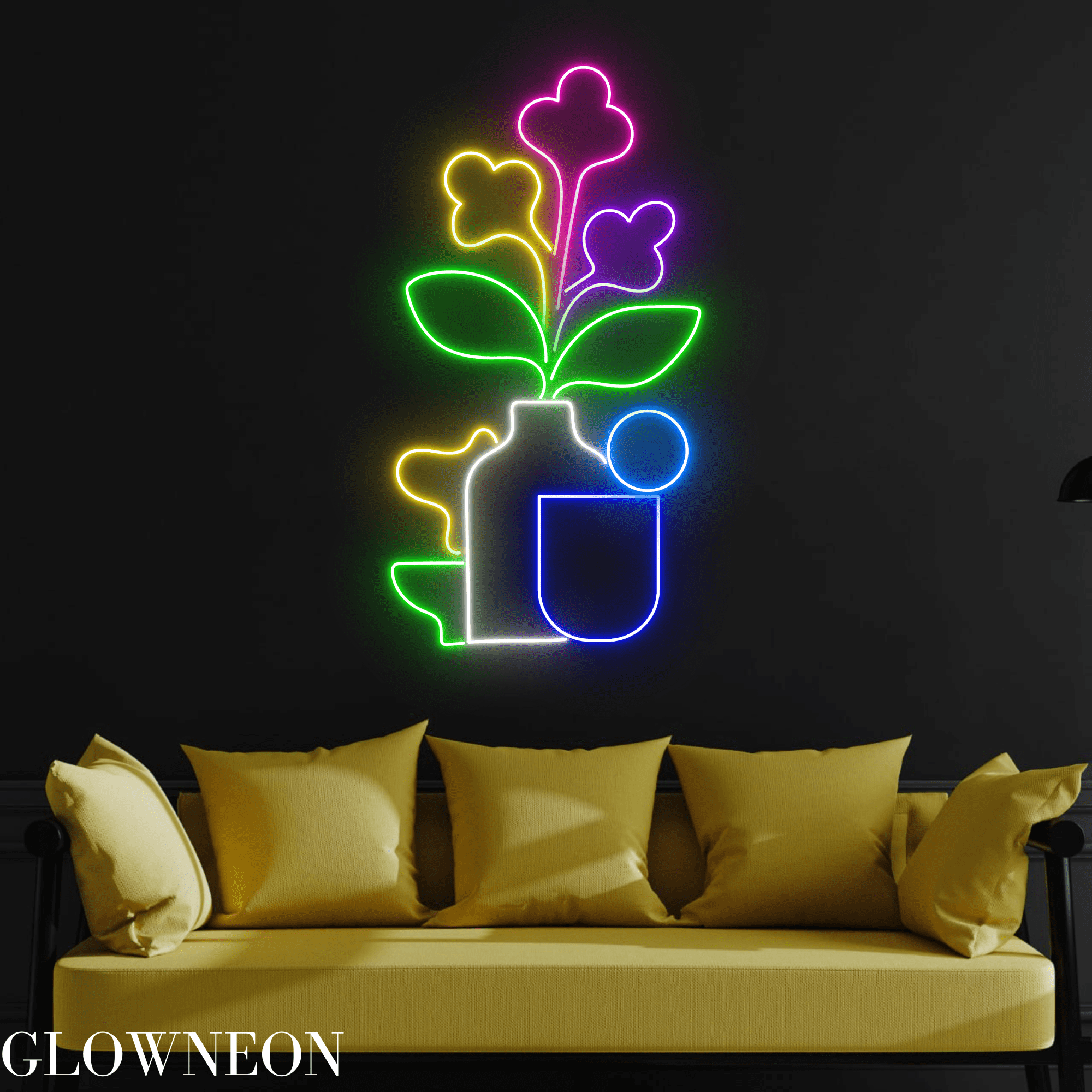Glowneon Plant Flowers Neon Sign, Flowers Led Sign, Flower Shop Decor ...