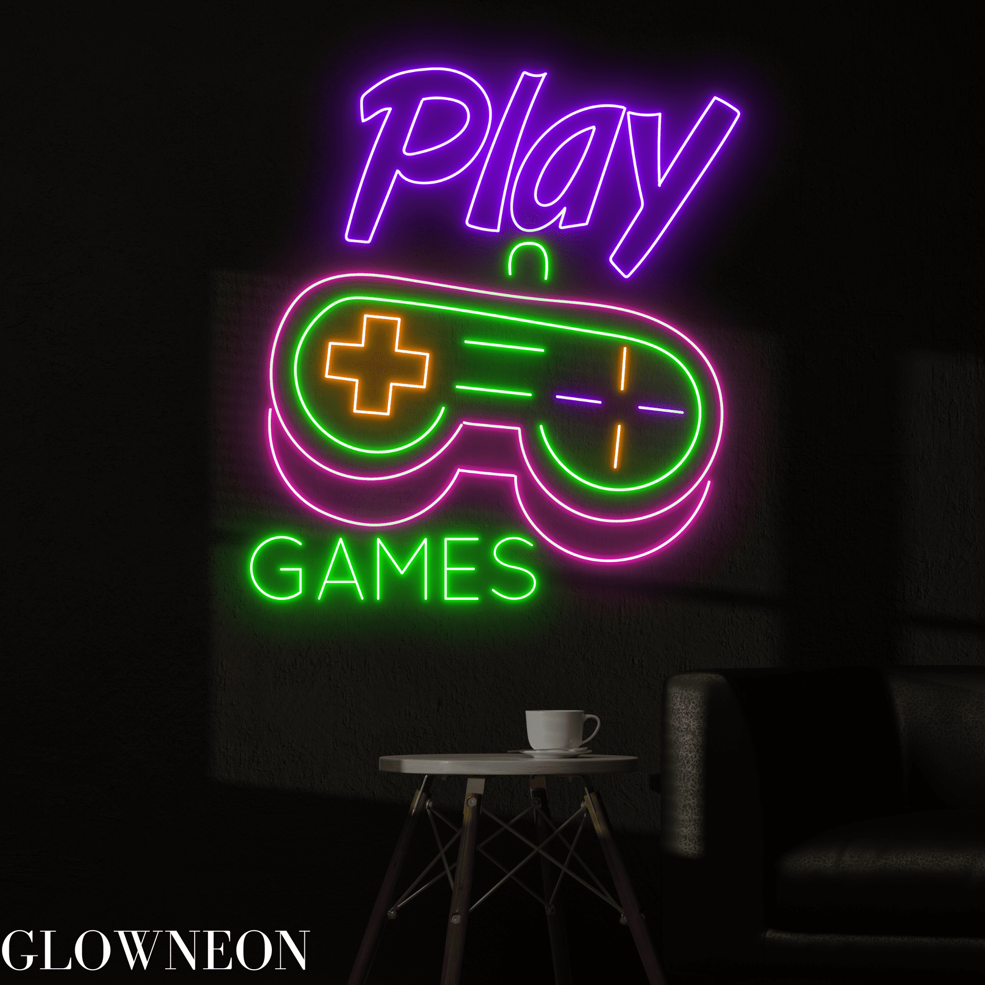 Glowneon Play Games Neon Sign, Game Controller Led Sign, Gamer Gifts ...
