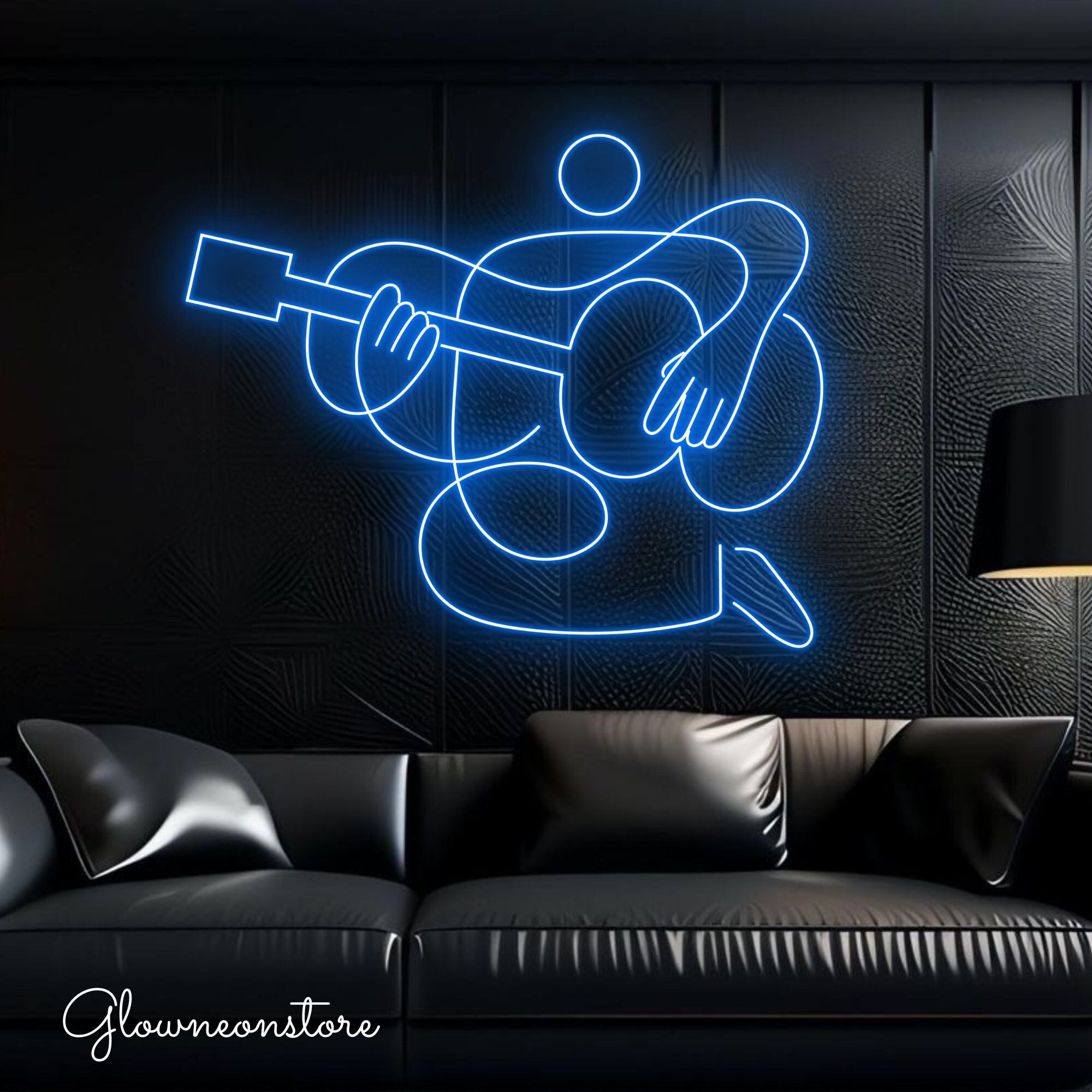 Glowneon Play The Guitar Neon Sign, Play The Guitar Line Art Led Sign ...