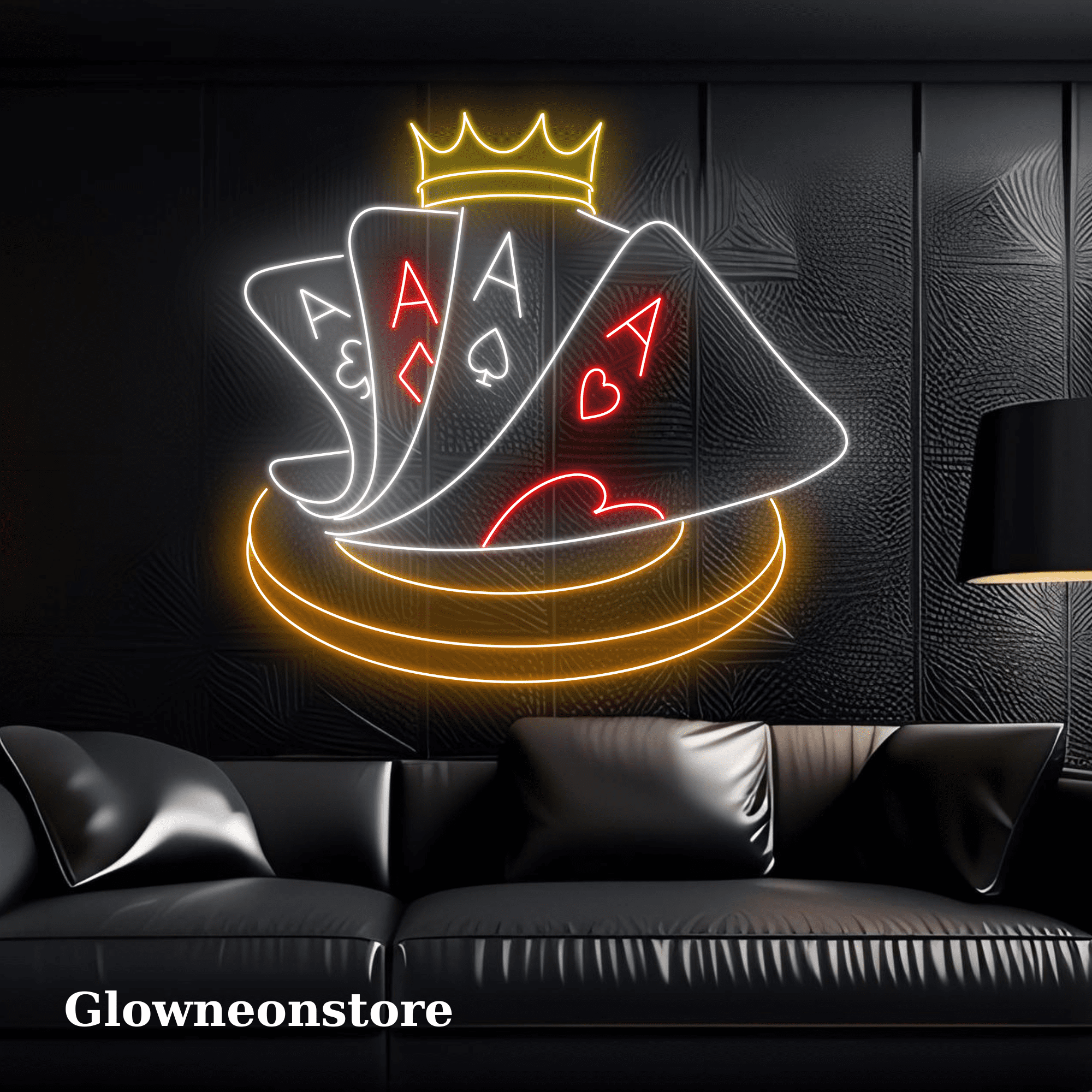 Glowneon Playing Card Neon Sign, Poker Cards Led, Casino Room Decor ...