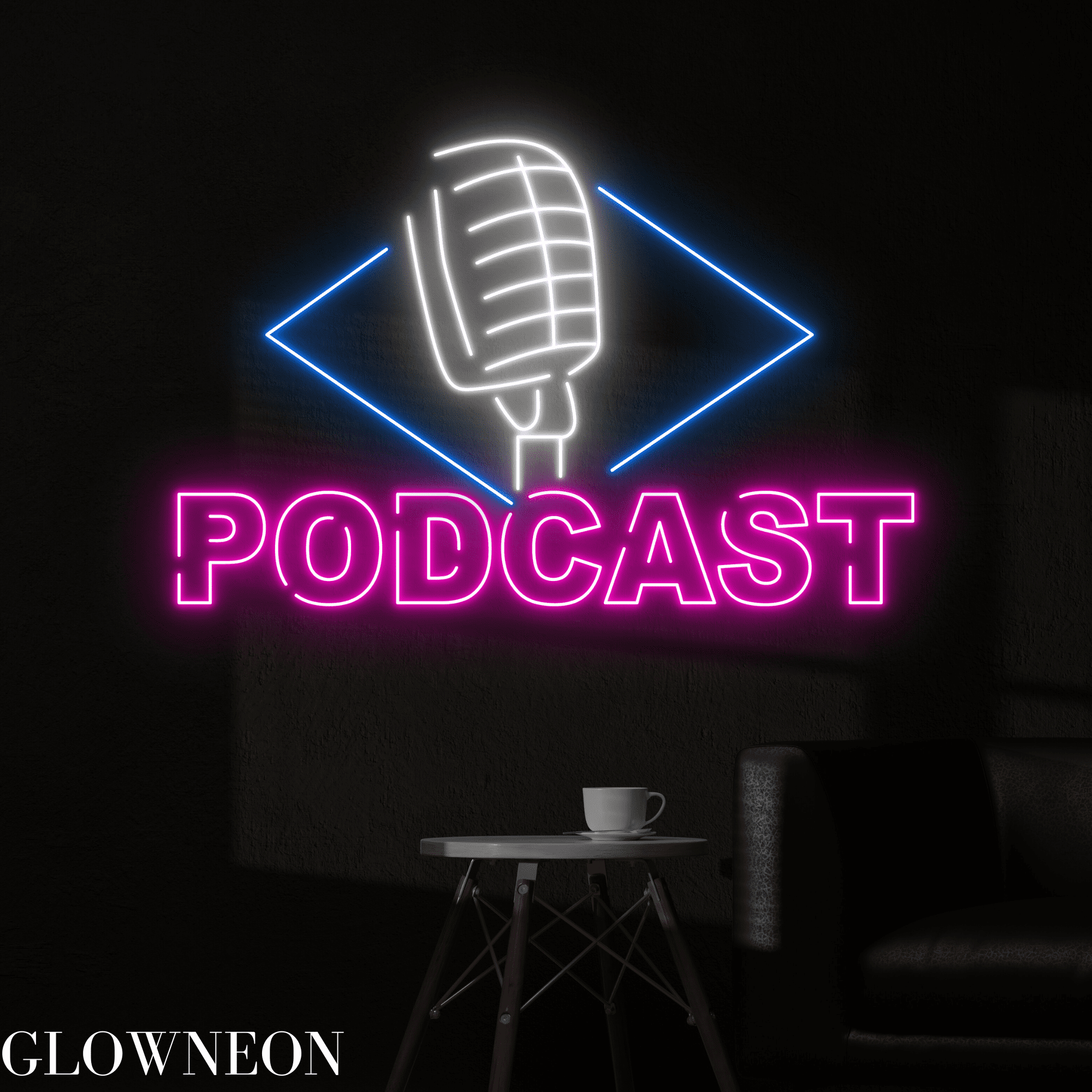 Glowneon Podcast Neon Sign, Podcast Led Sign, Podcast Room Wall Decor ...