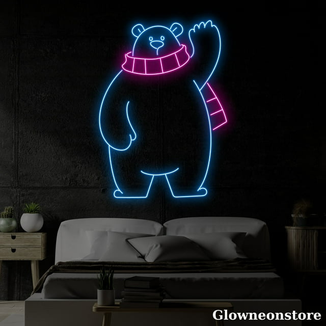 Glowneon Polar Bear Neon Sign, Polar Bear LED Sign, Custom Neon LED ...