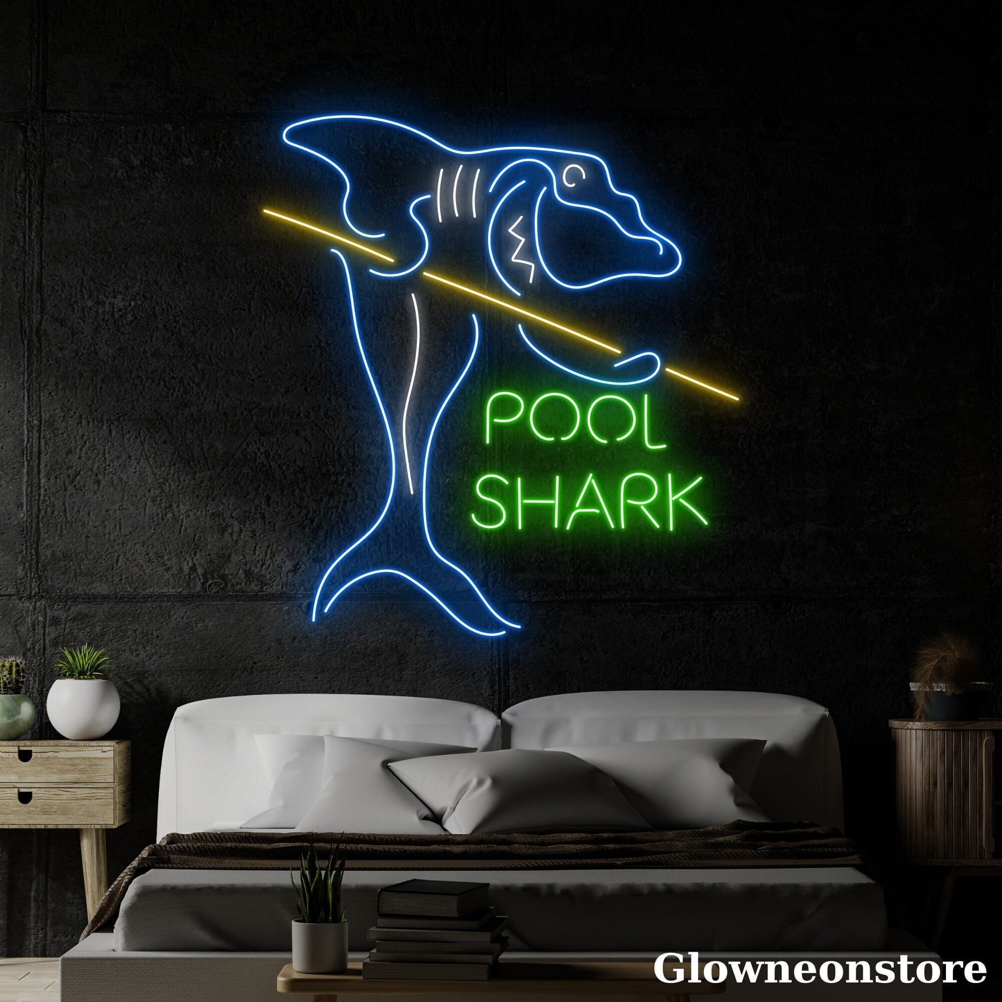 Glowneon Pool Shark Billiard Neon Sign, Billiard Led Sign, Man Cave ...