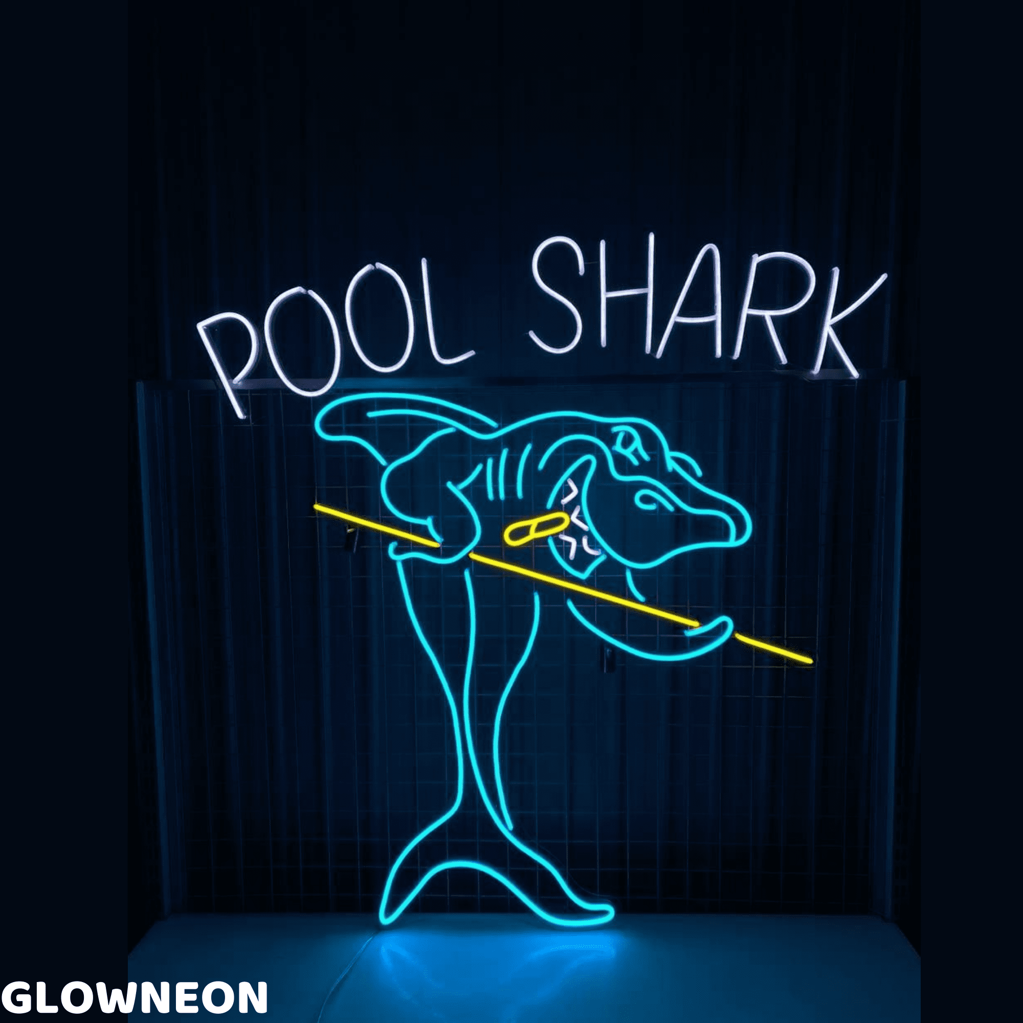 Glowneon Pool Shark Neon Sign, Billiards Pool Hall Snooker Led Light ...