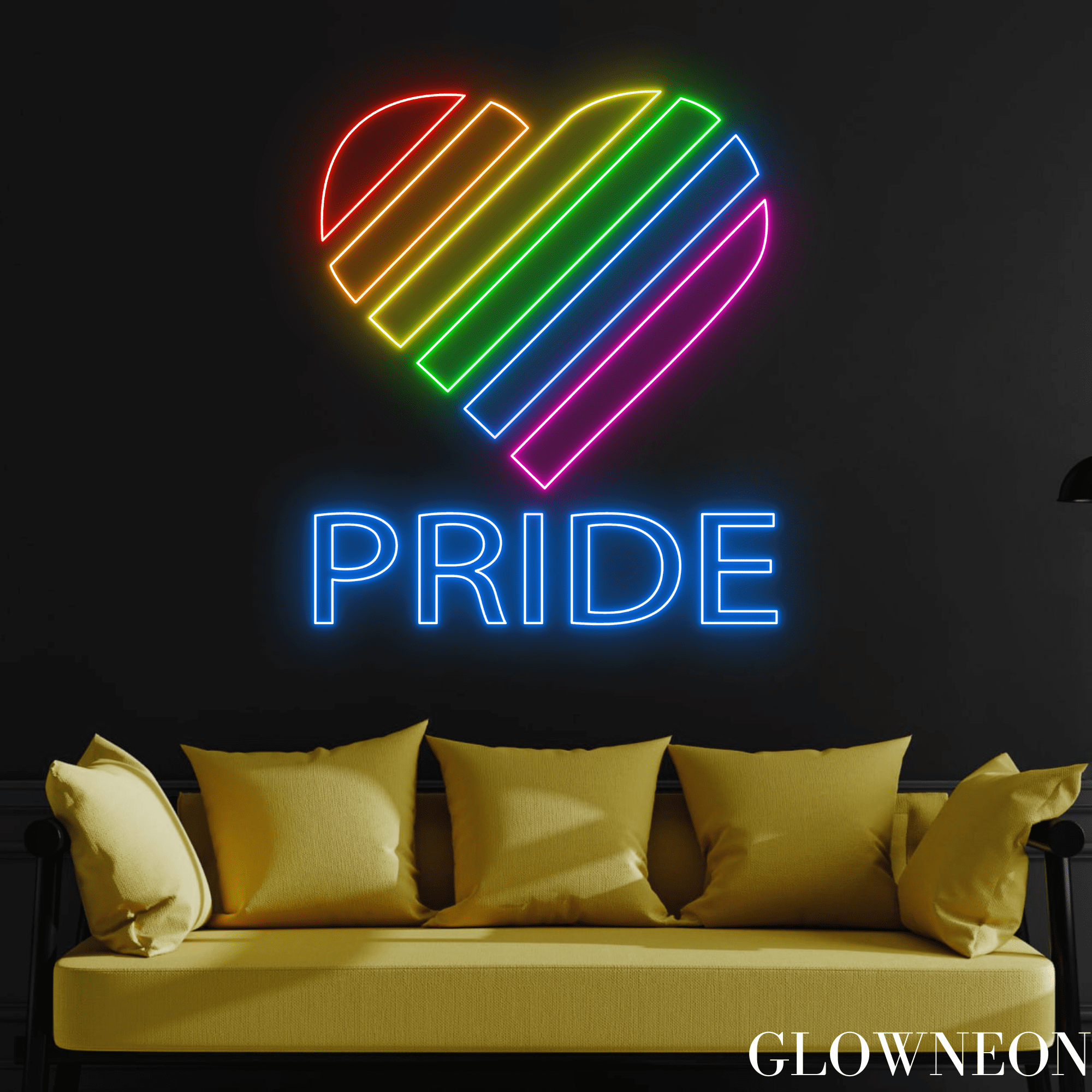 Glowneon Pride Neon Sign, Pride Heart Led Sign, Pride LGBT Wall Art ...