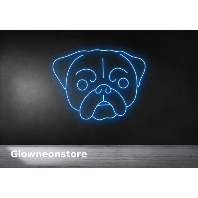 Glowneon Pug Dog Neon Sign, Pug Dog Led Light, Dog Led Sign, Animal ...