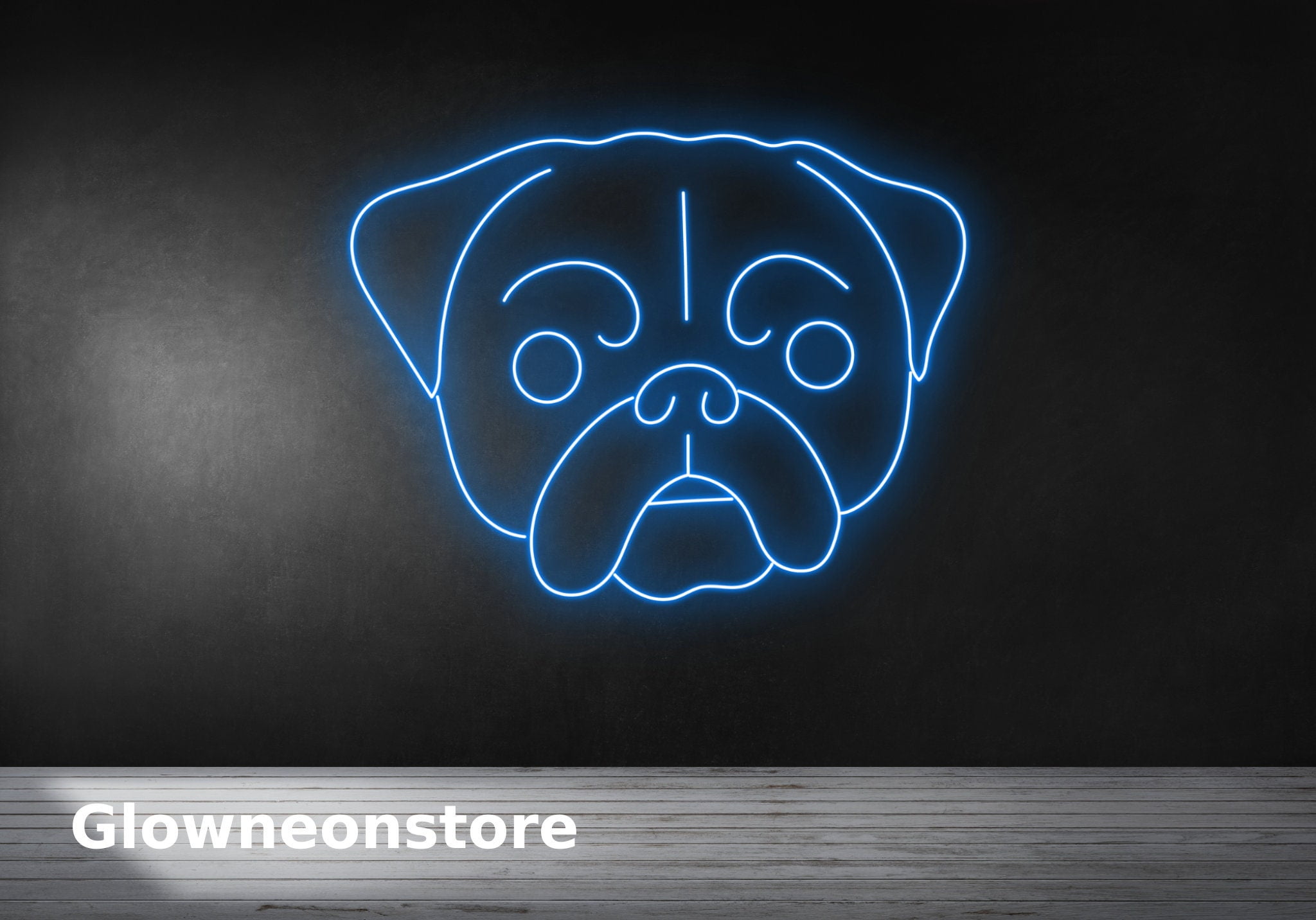 Glowneon Pug Dog Neon Sign, Pug Dog Led Light, Dog Led Sign, Animal ...