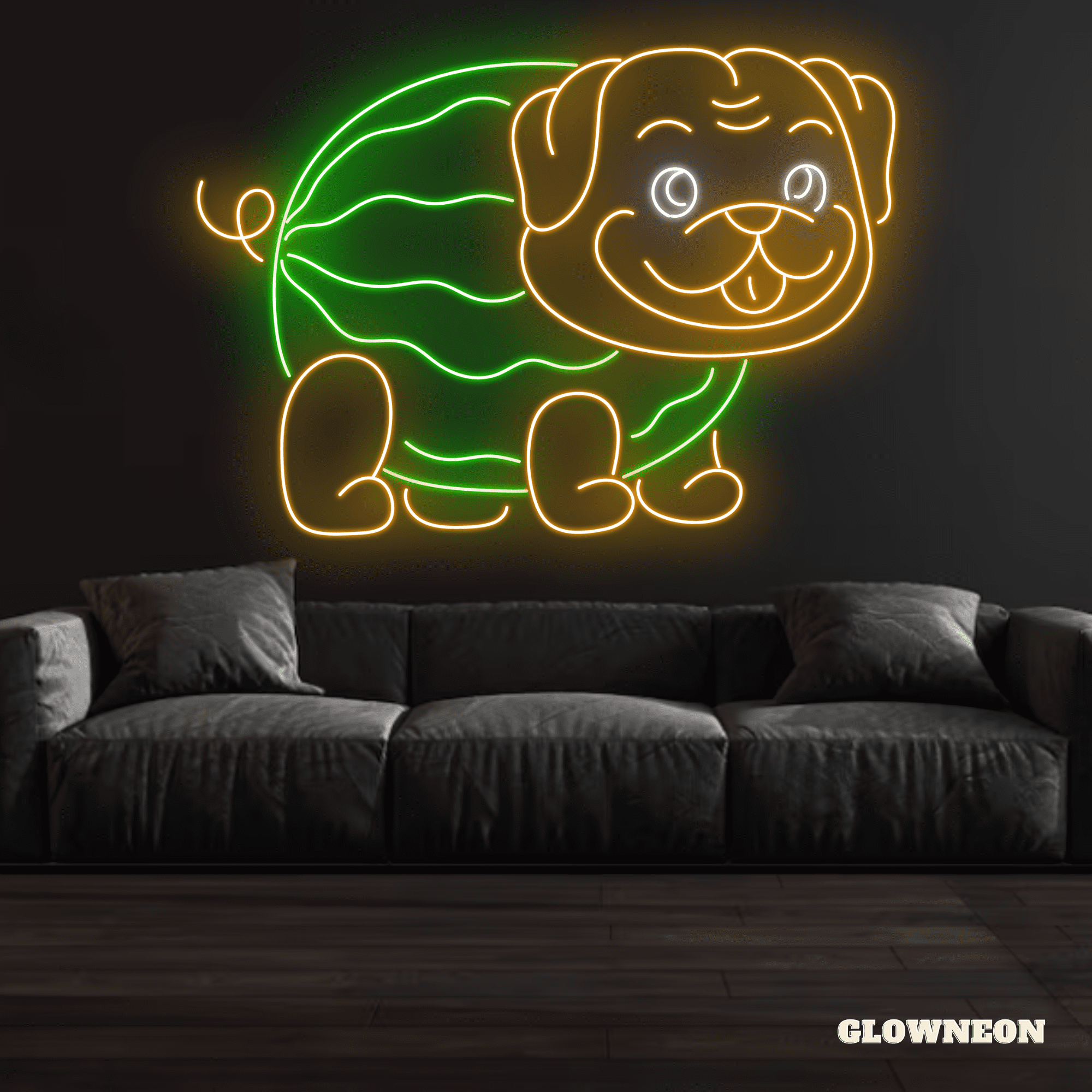 Glowneon Pug Watermelon Neon Sign, Animal Wall Decor, Pug Decor ...