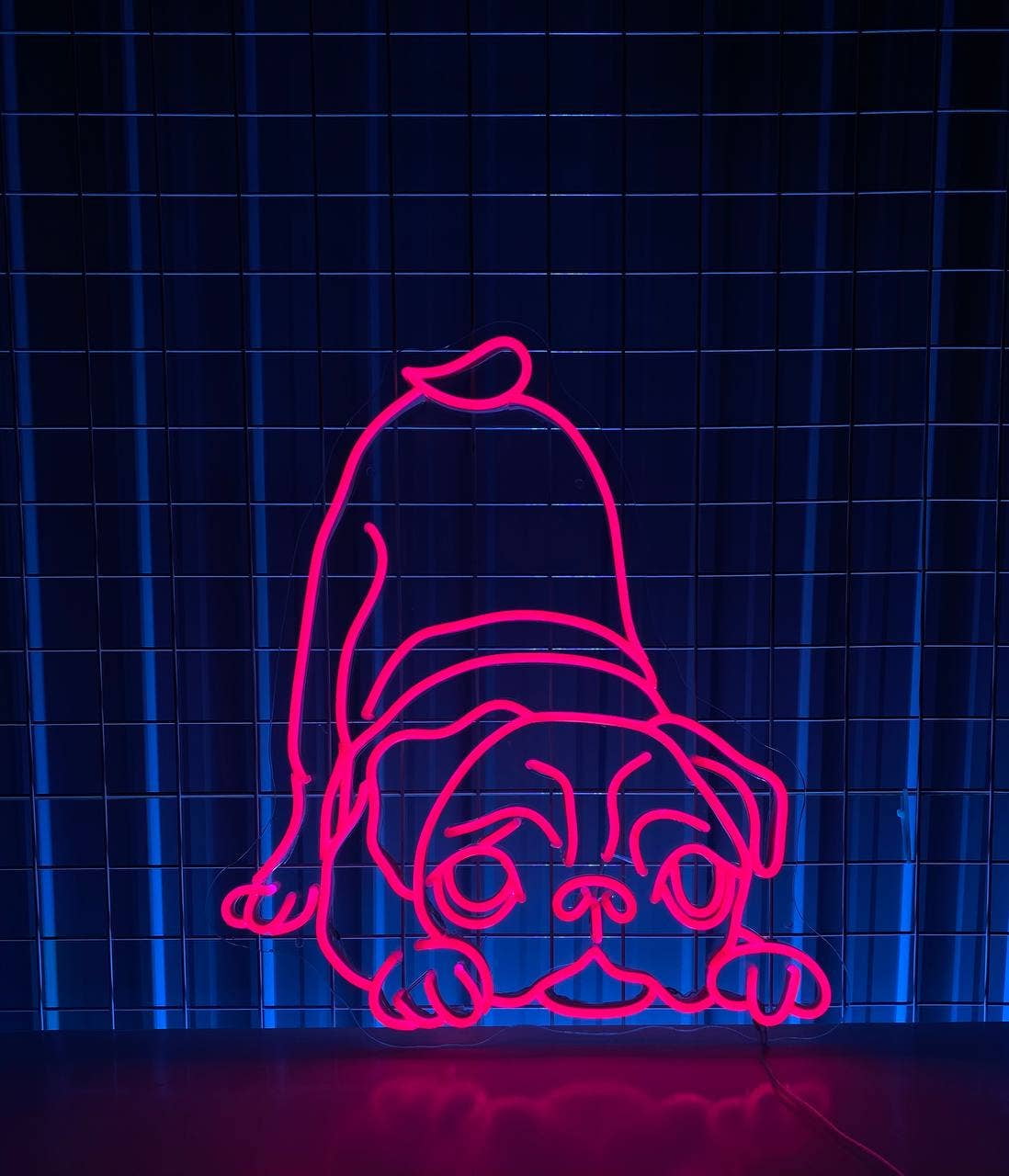 Glowneon Pug Yoga Pose Neon Signs, Pug Dog Animal Led Light Decor ...