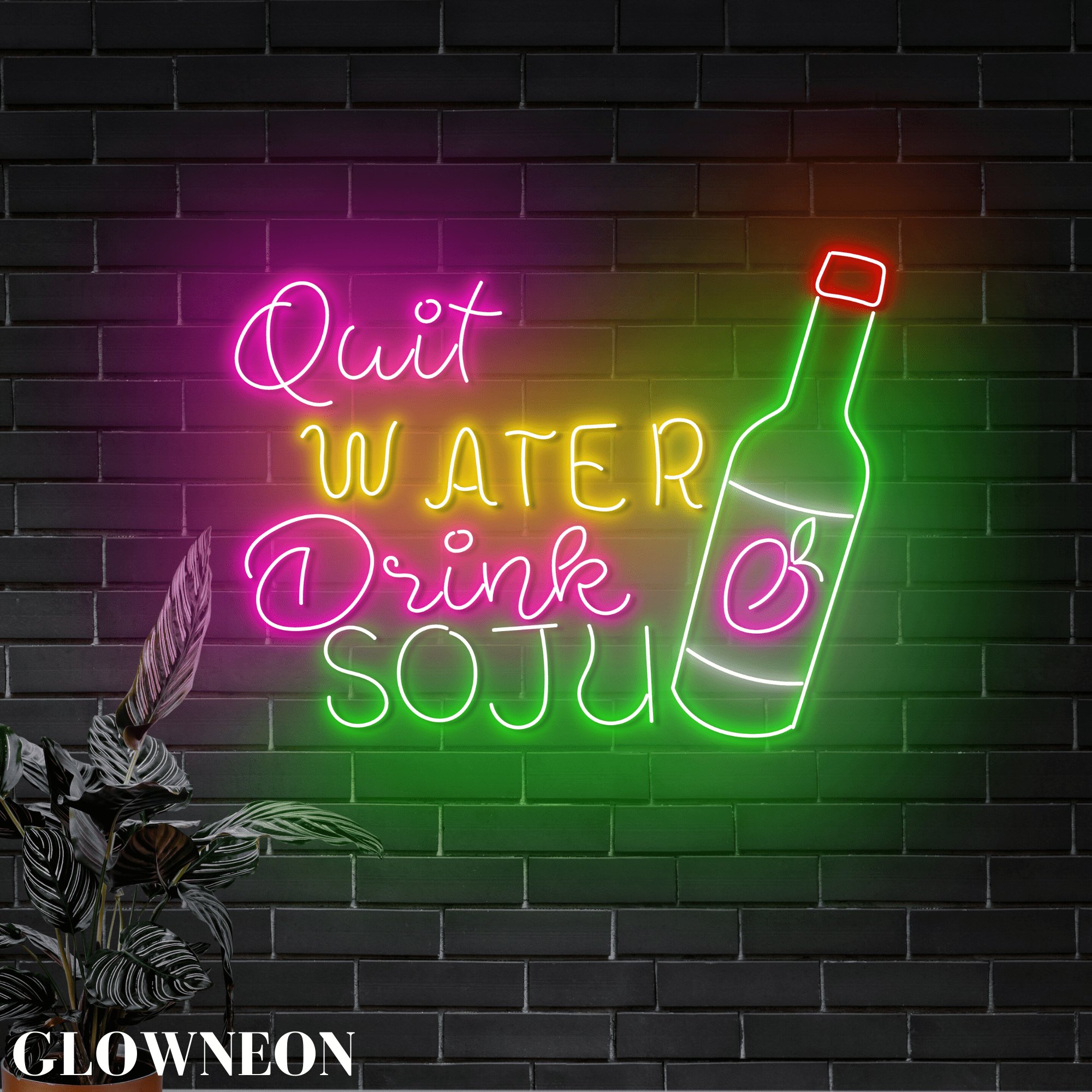Glowneon Quit Water Drink Soju Wall Led Light, Korean Soju Bar Decor ...