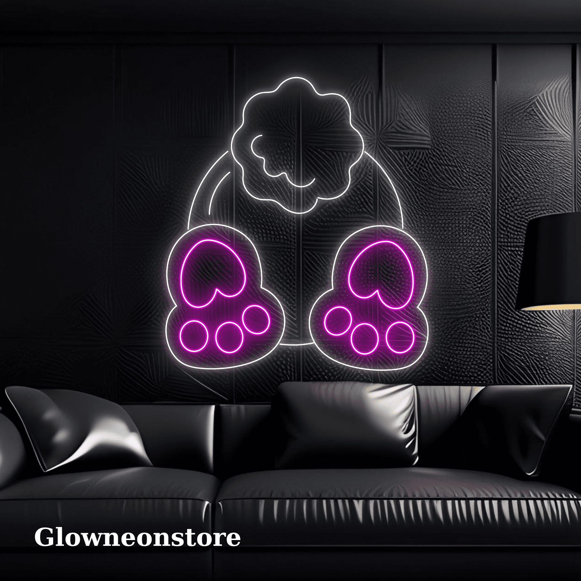 Glowneon Rabbit Footprint Neon Sign, Rabbit Footprint Line Art Led ...