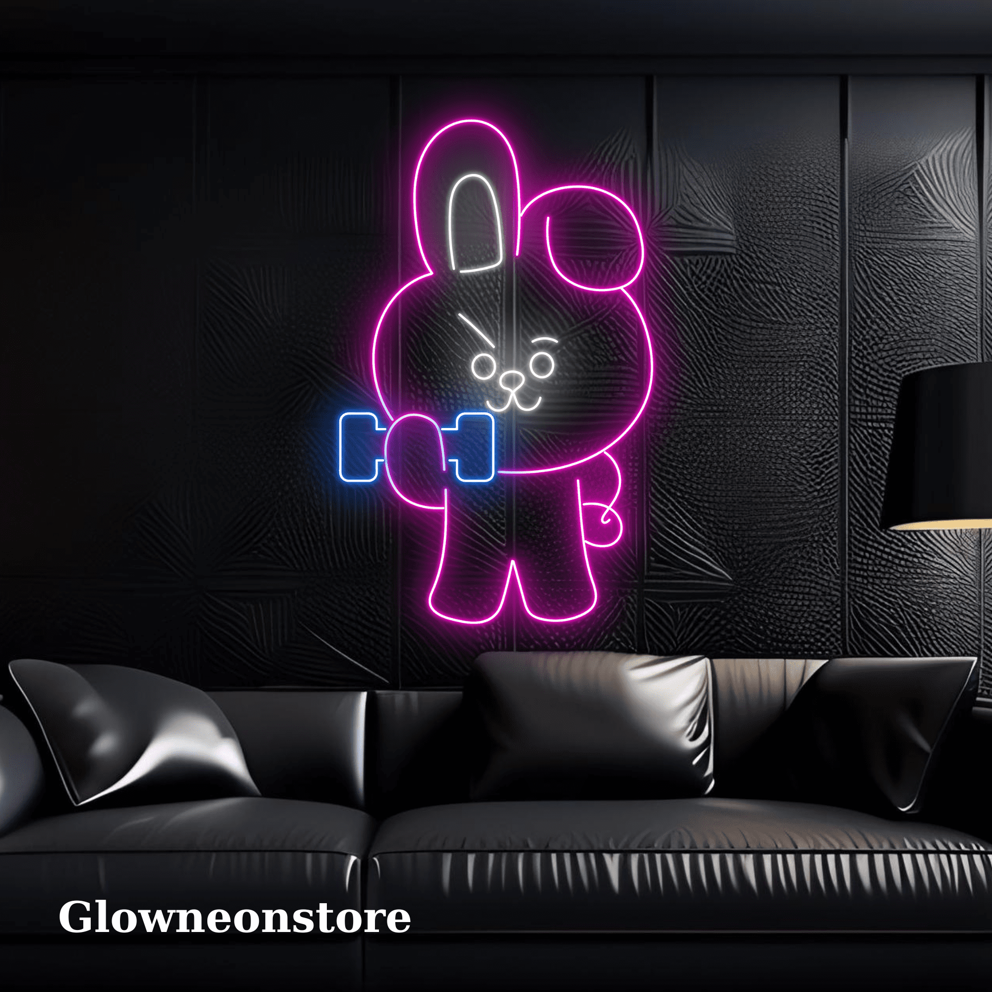 Glowneon Rabbit Lift The Weight Neon Sign, Bunny Dumbbell Led Light ...