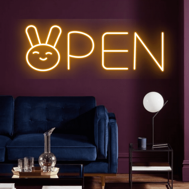 Glowneon Rabbit Open Neon Signs, Welcome Sign for Vet, Pet Shop ...