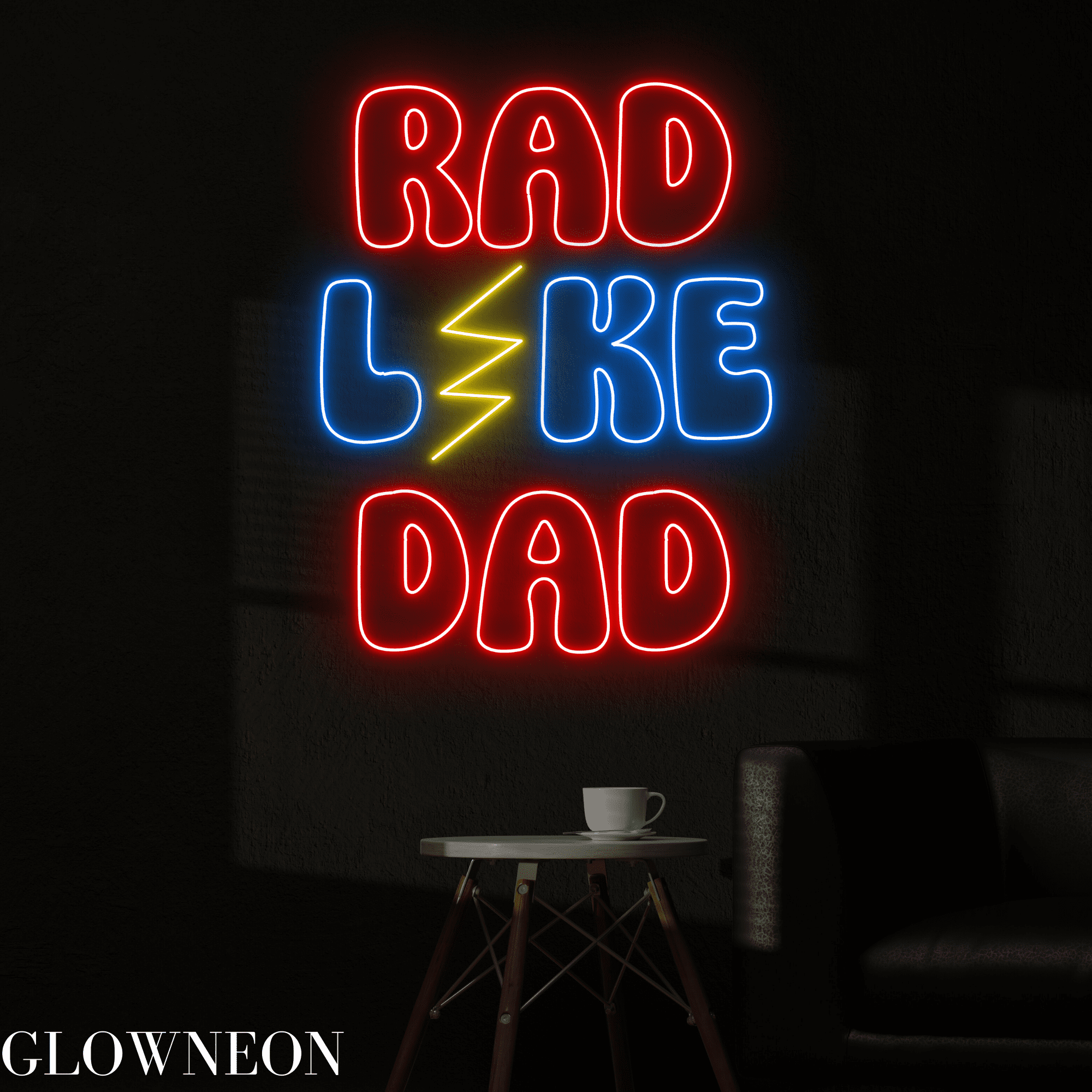 Glowneon Rad Like Dad Neon Sign, Happy Father's Day Wall Art Led Sign ...