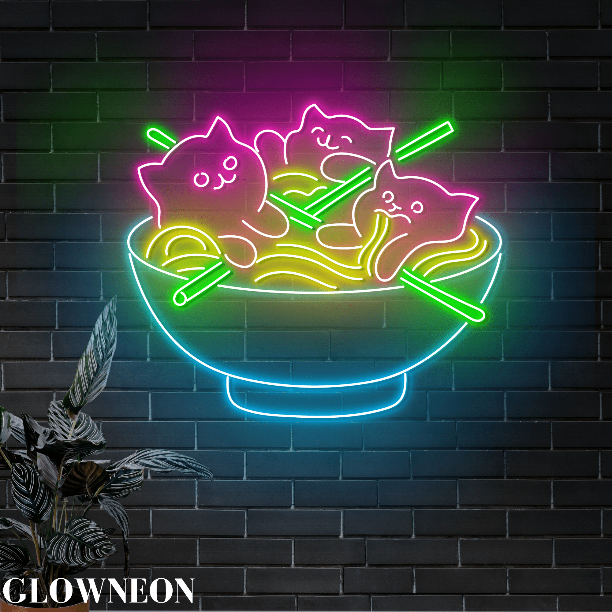 Glowneon Ramen Cat Led Sign, Ramen Restaurant Neon Sign, Ramen Decor ...