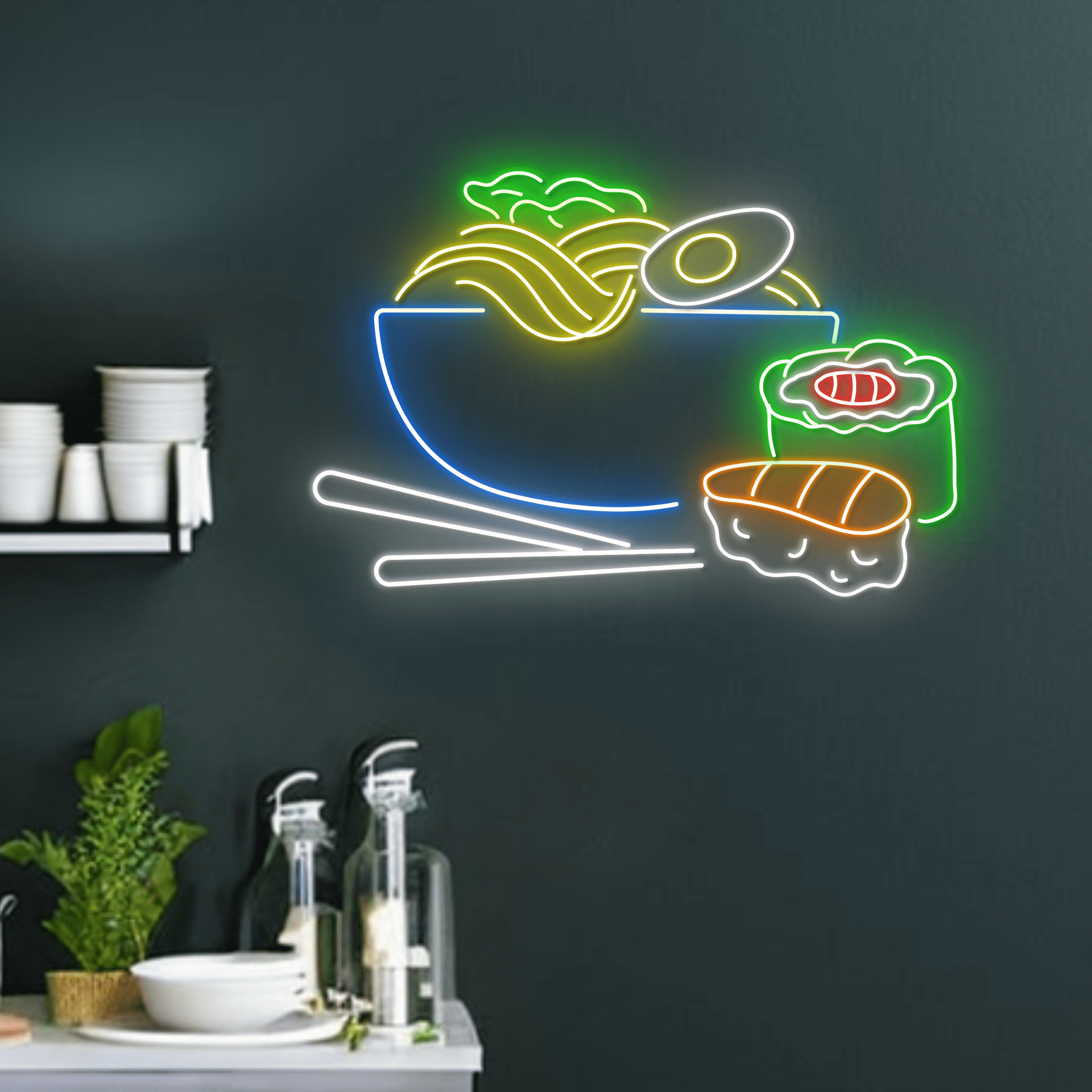 Glowneon Ramen Sushi Neon Sign, Japanese Restaurant Lights Decor ...
