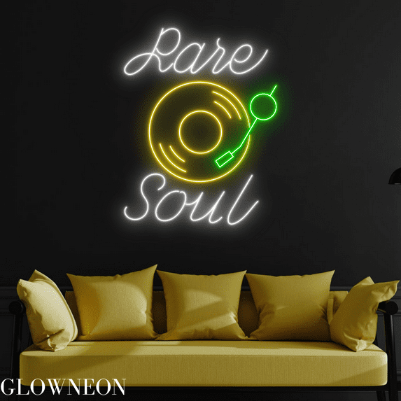 Glowneon Rare Soul Neon Sign, Record Player Led Sign, Retro Music Art ...