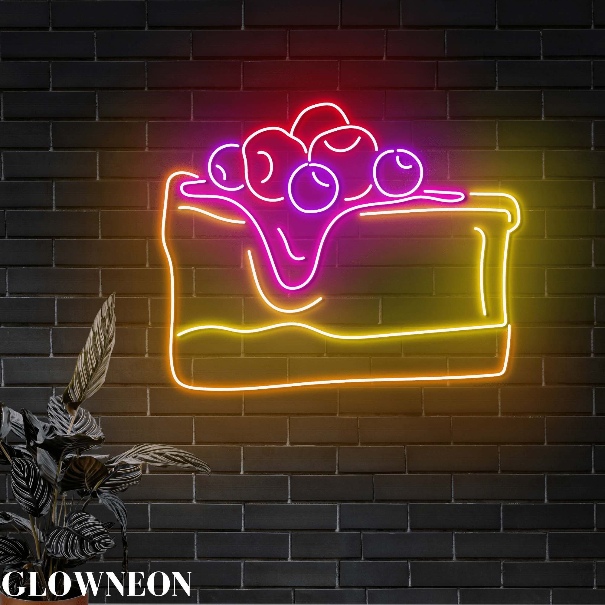 Glowneon Raspberry Cheesecake Dessert Neon Light, Cake Store Wall Art ...