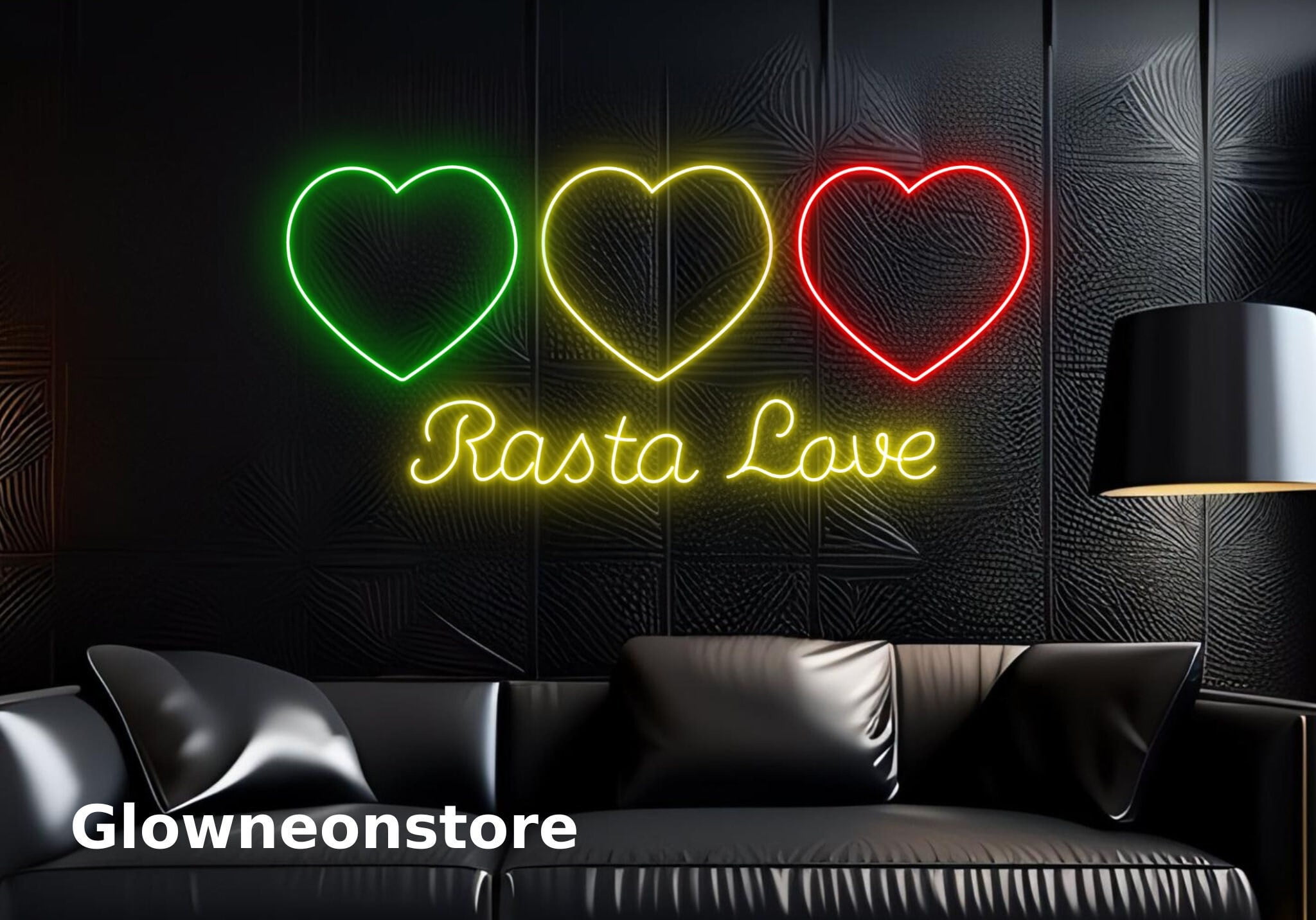 Glowneon Rasta Love Neon Sign, Rasta Heart Led Light, Rasta Neon Light ...